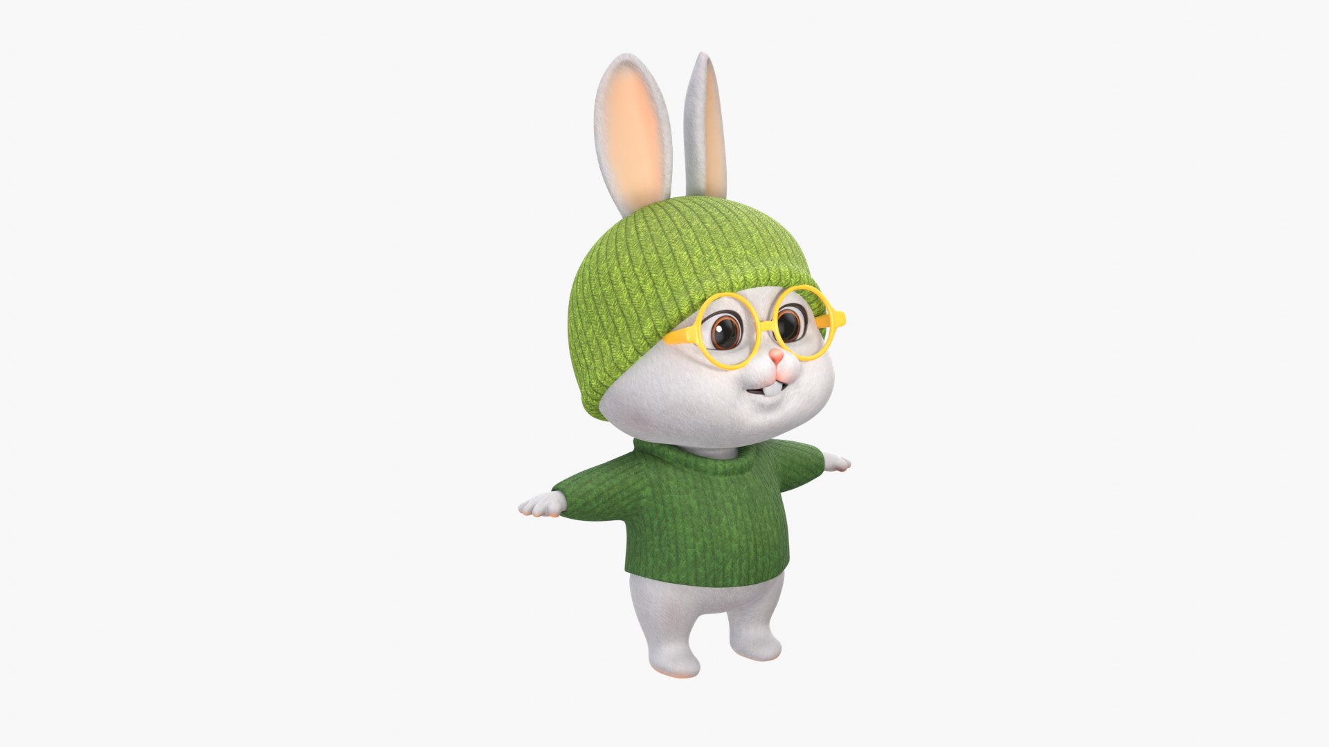 Cute Little Rabbit Cartoon Model - TurboSquid 2261234
