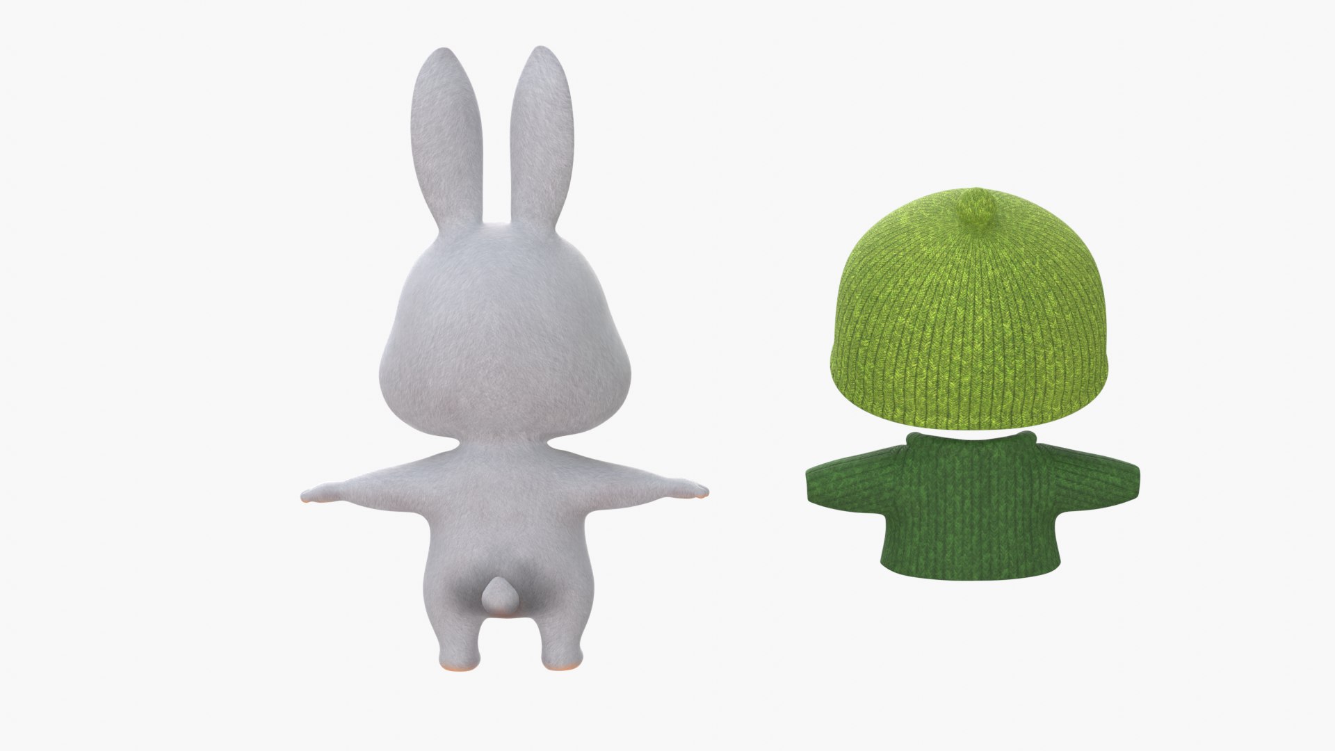 Cute Little Rabbit Cartoon Model - TurboSquid 2261234