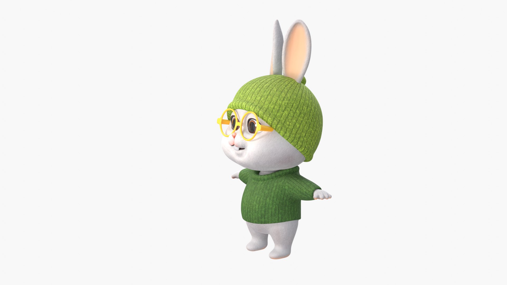 Cute Little Rabbit Cartoon Model - TurboSquid 2261234