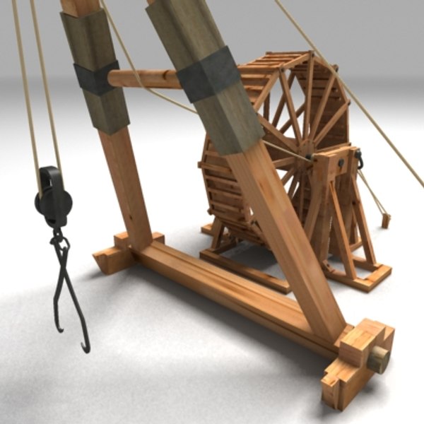 wood roman crane 3d model