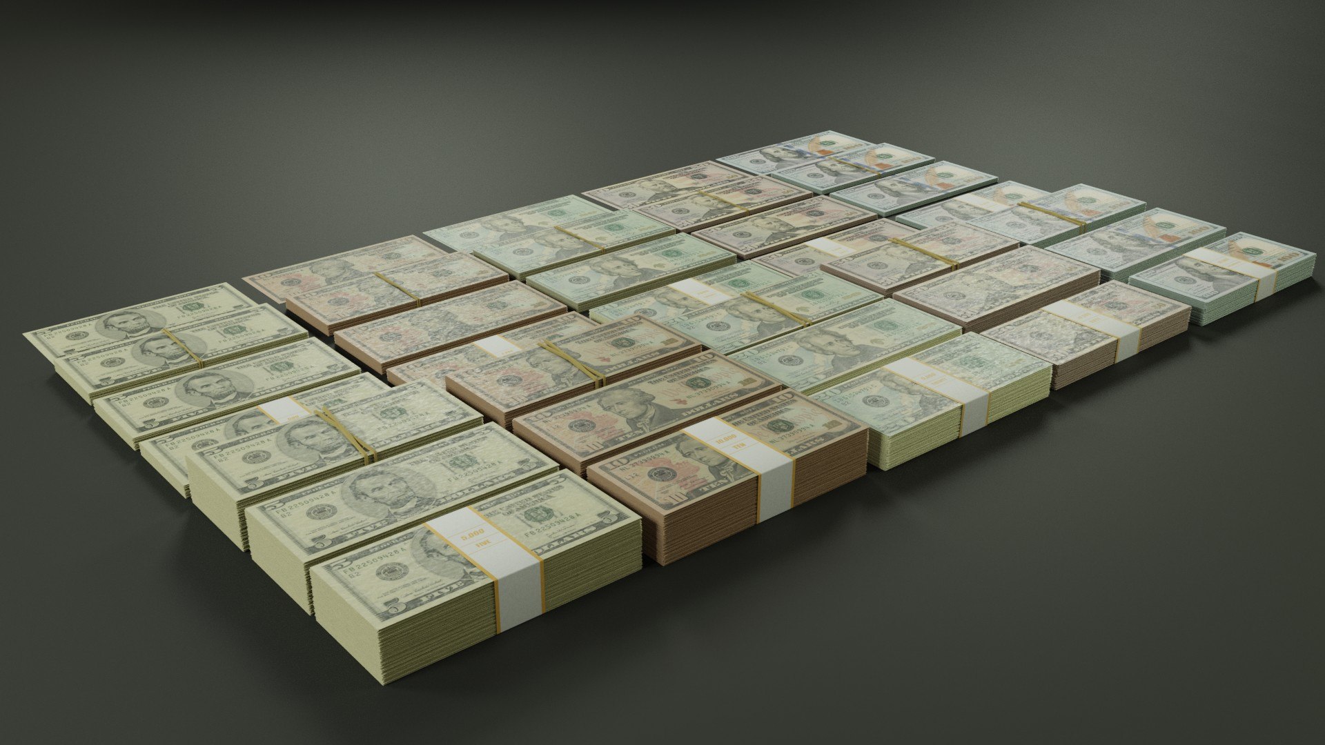 Big Set of American dollars USD model - TurboSquid 1875225