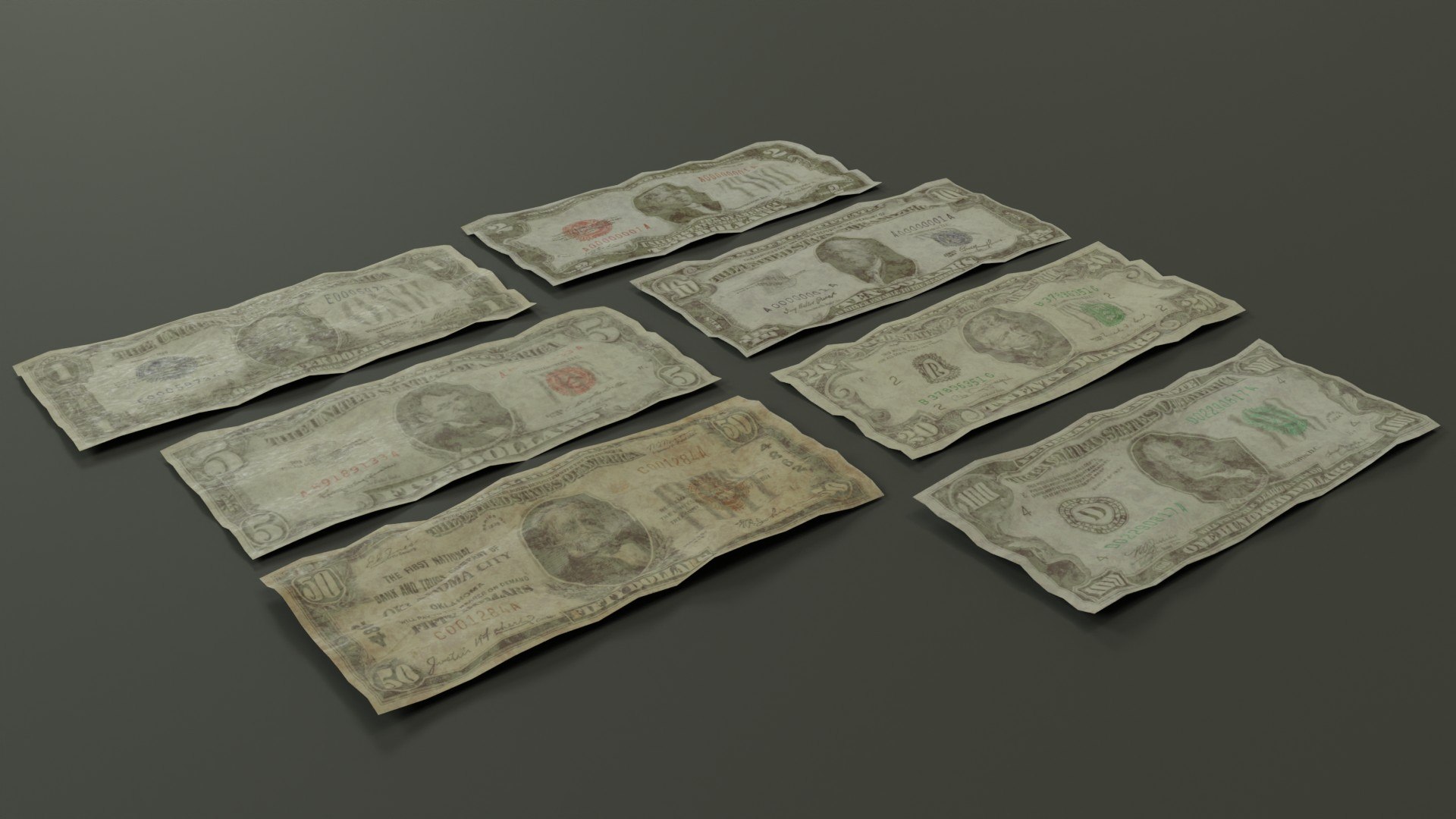 Big Set of American dollars USD model - TurboSquid 1875225