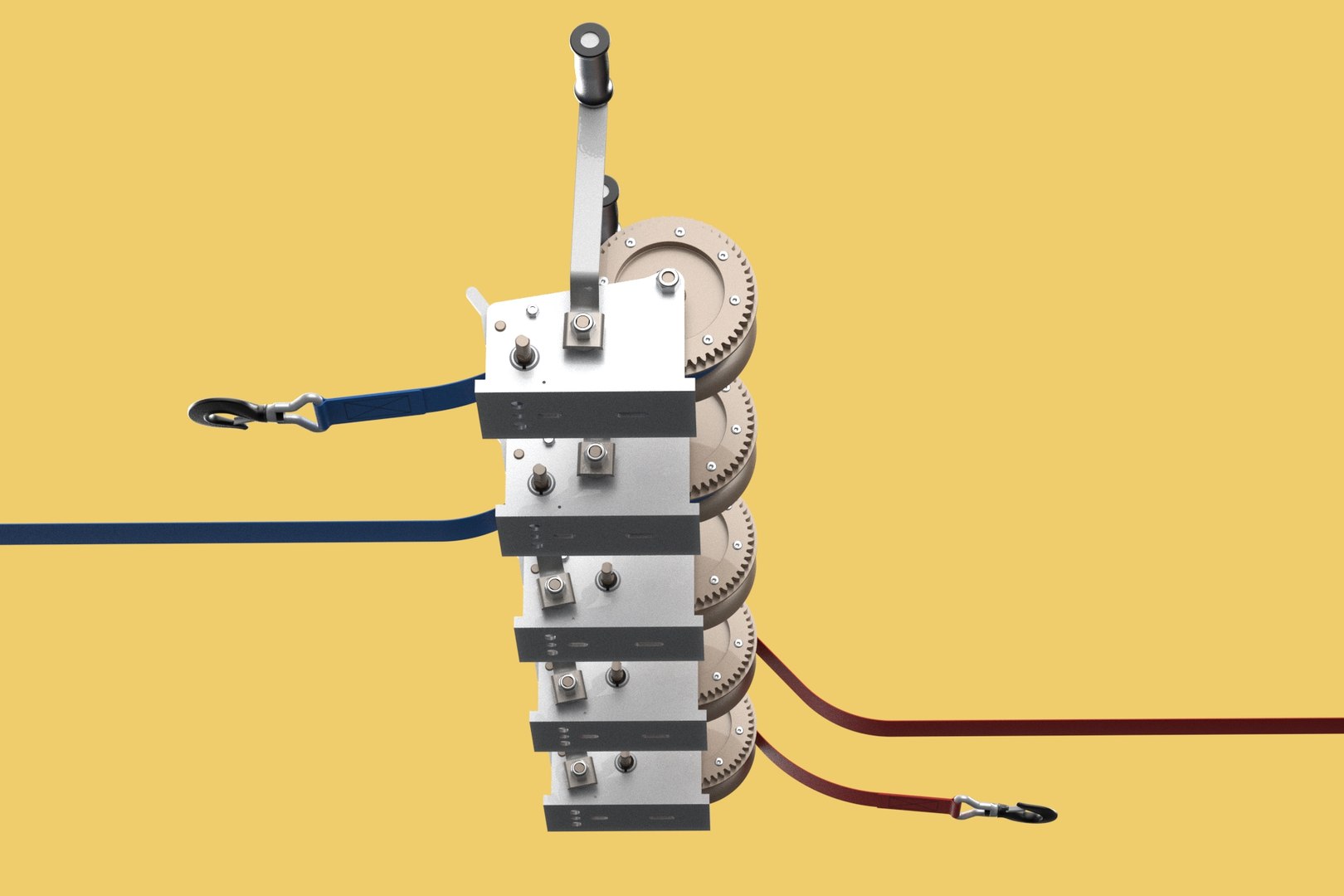 3D WINCHES HAND CRANK WINCH HOIST BELT WEBBING STRAP HOOK CRANE TON ...