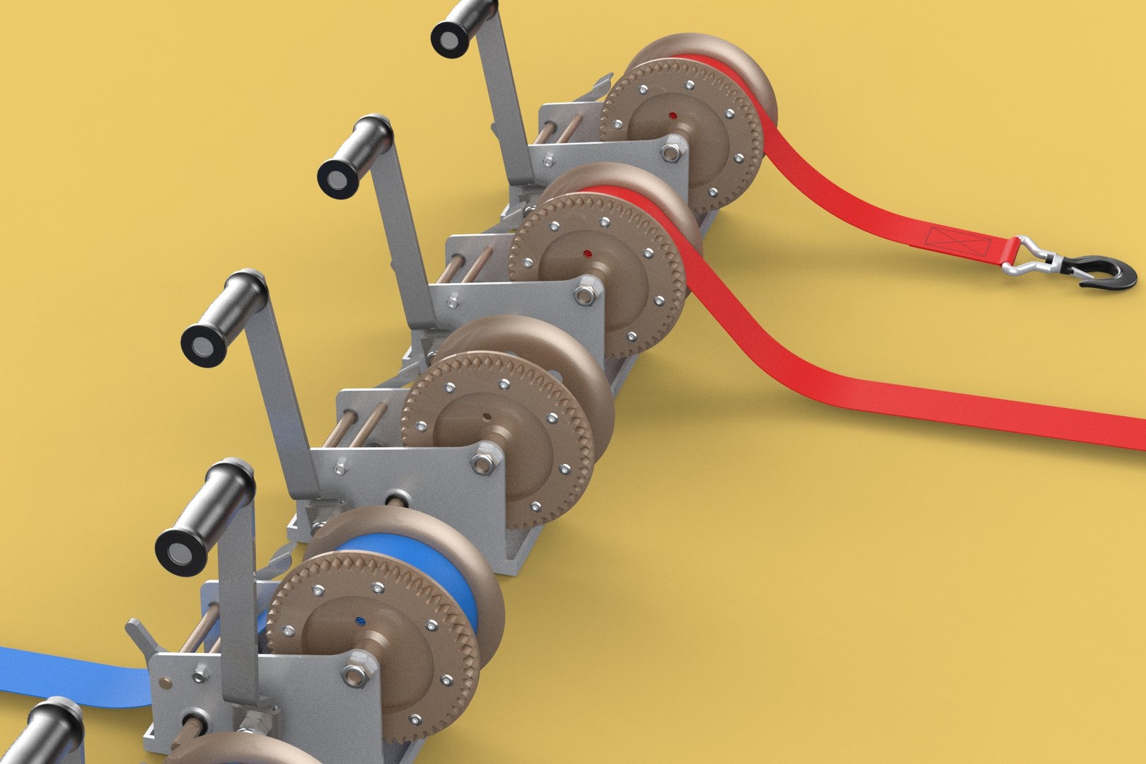 3D WINCHES HAND CRANK WINCH HOIST BELT WEBBING STRAP HOOK CRANE TON ...