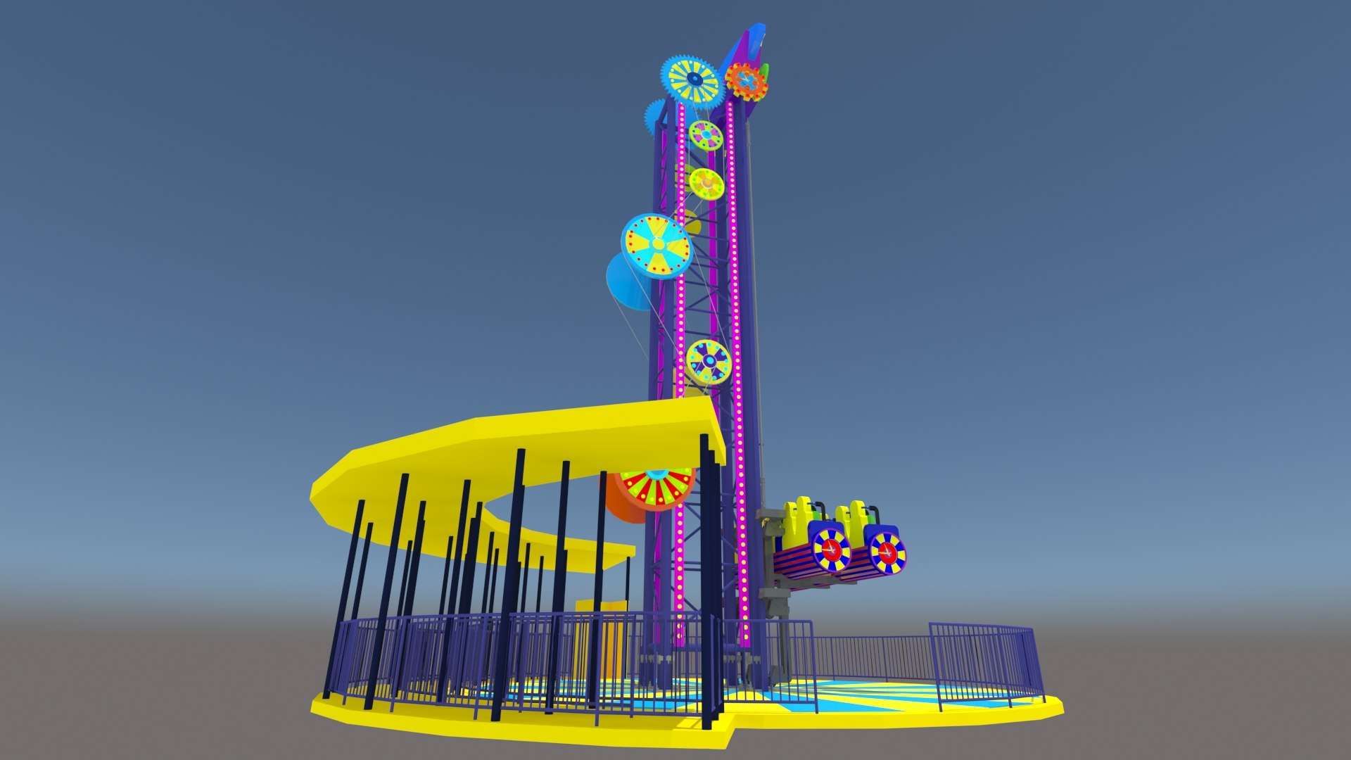 Jumping Frog Drop Tower 3D Model - TurboSquid 2074842