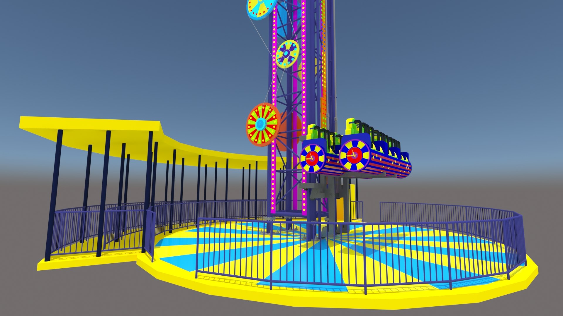 Jumping Frog Drop Tower 3D Model - TurboSquid 2074842