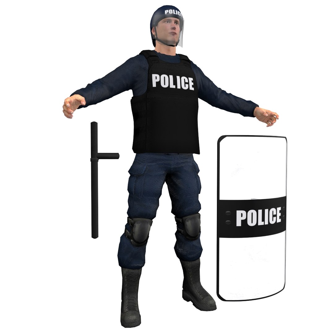 3d model riot police officer