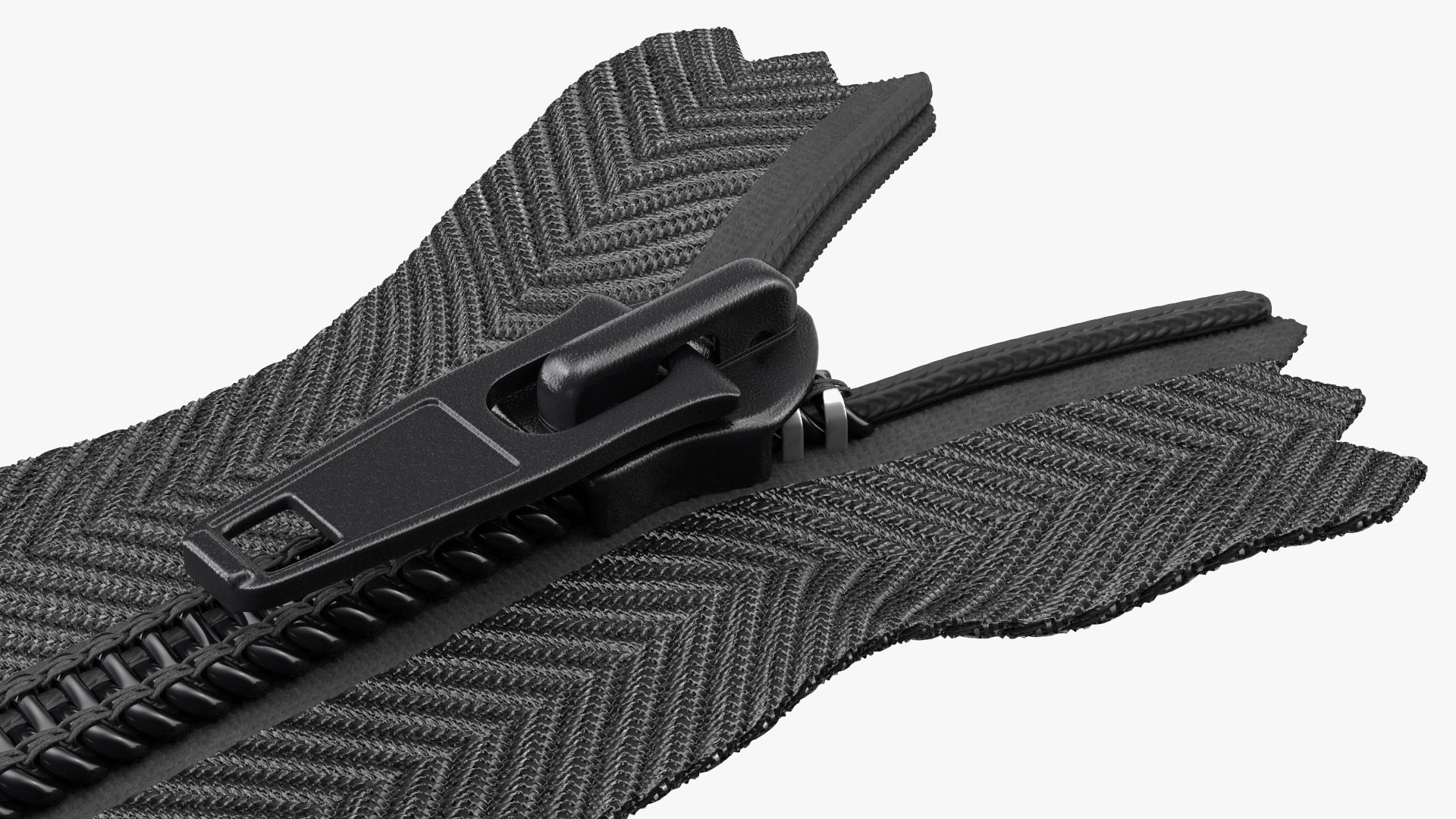 3D Closed End One Side Nylon Coil Zipper Black model - TurboSquid 1808627