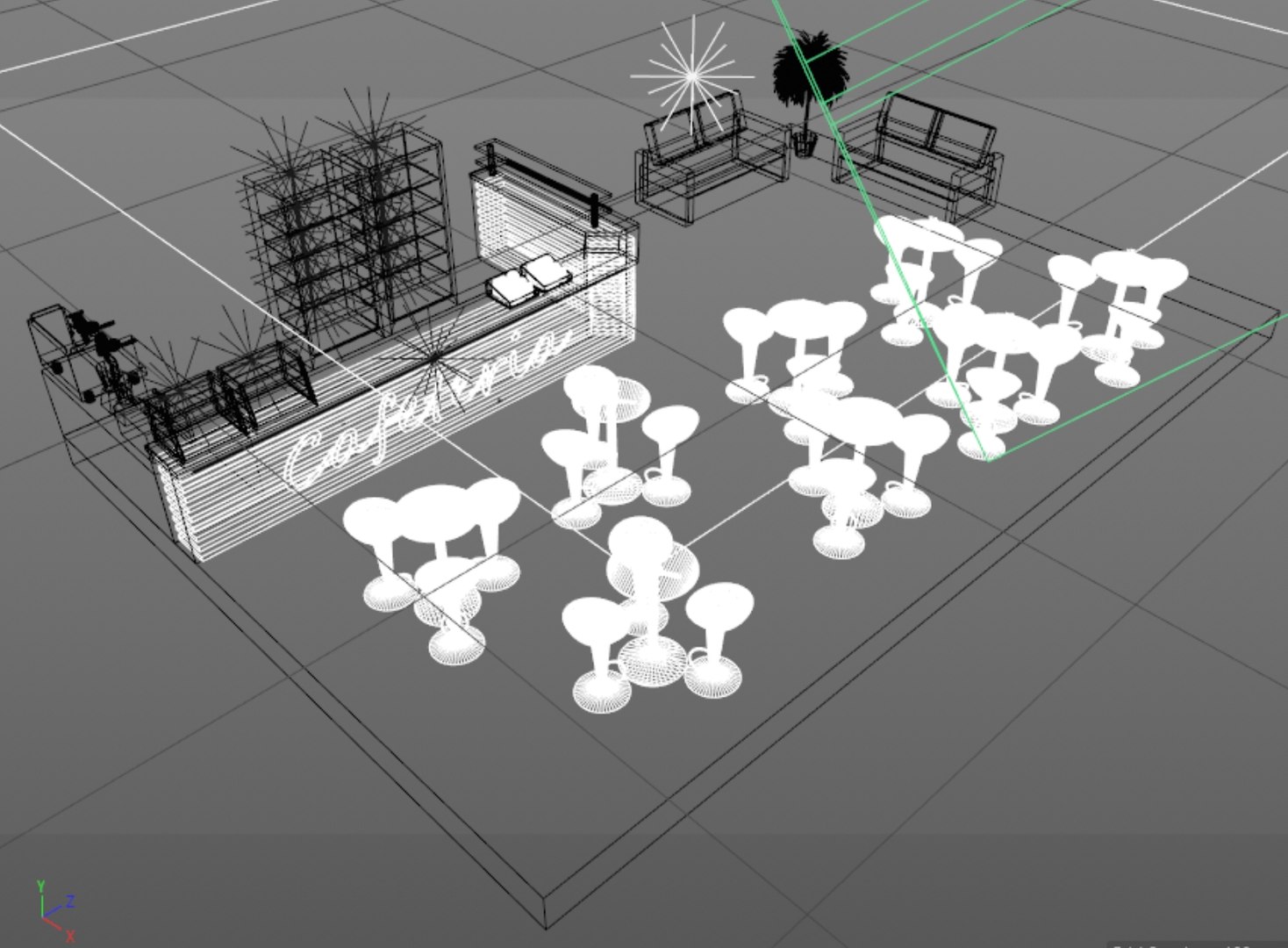 Low-poly Isometric Cafe Zone 3D Model - TurboSquid 1608029