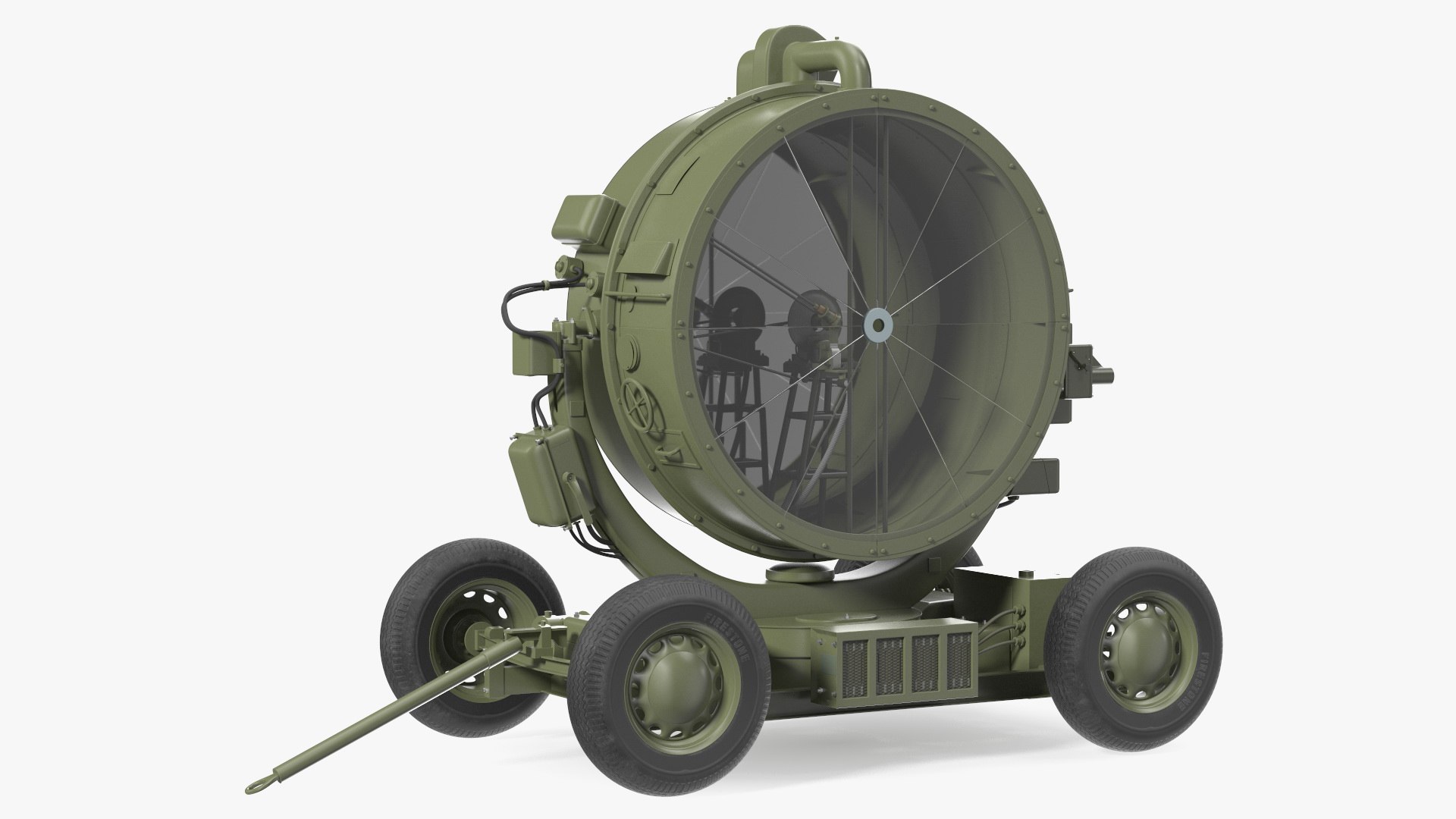3D New Anti Aircraft Searchlight with Wheels model - TurboSquid 1966201