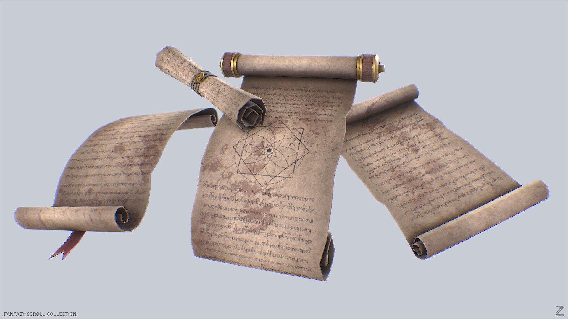 3d Model Fantasy Scroll Collection Turbosquid 2231382