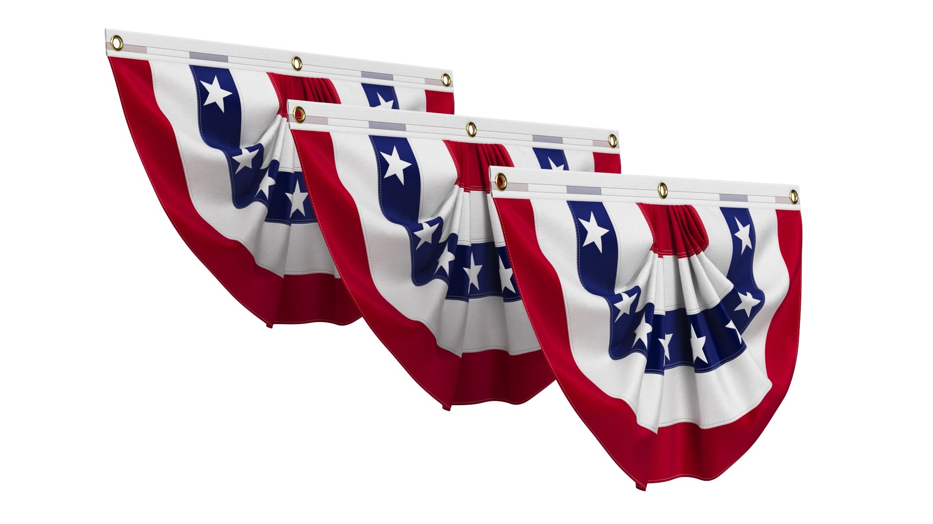 American Flag Bunting Banner Set 3D - TurboSquid 2125925