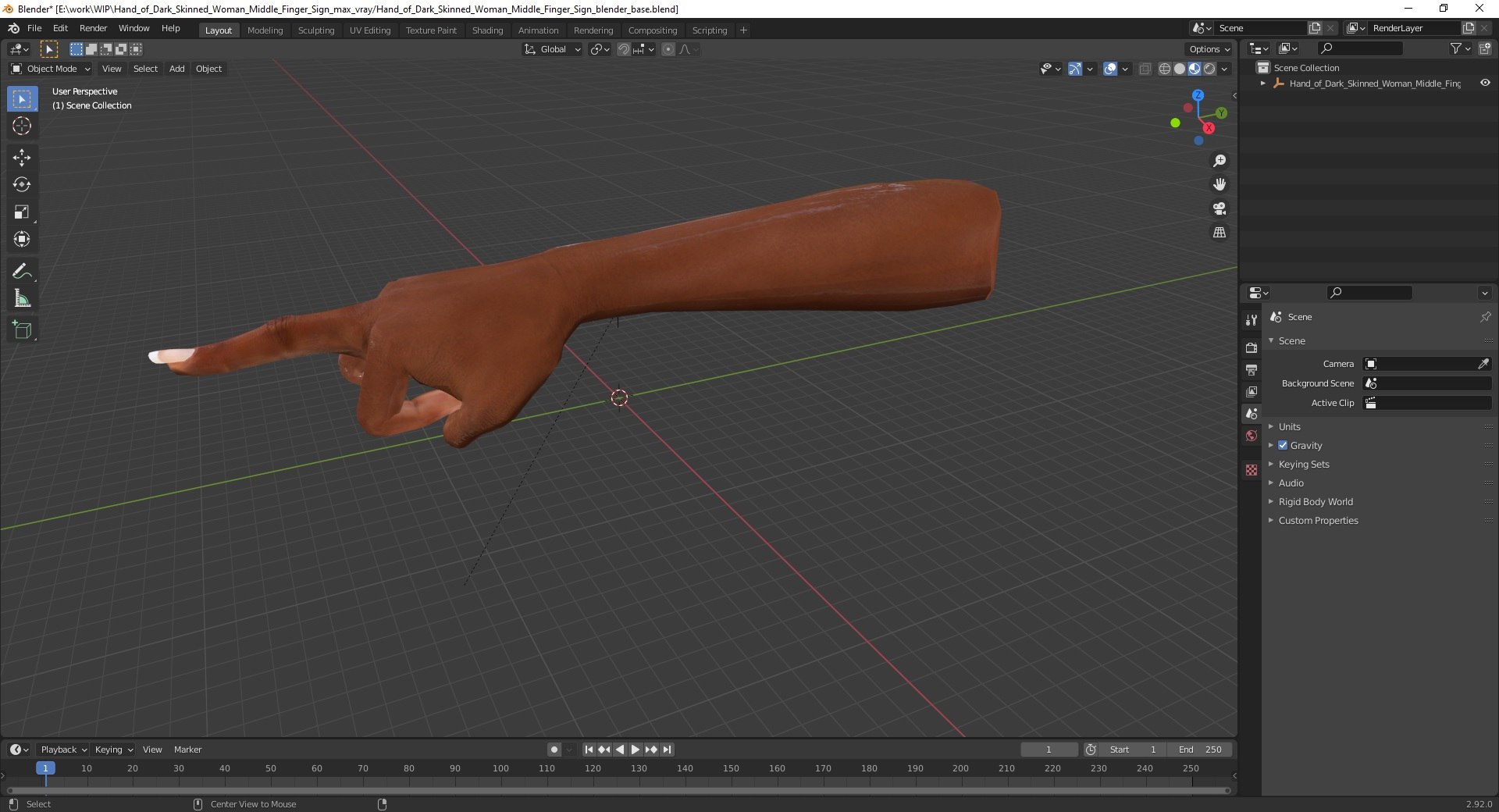 3D Model Hand Of Dark Skinned Woman Middle Finger Sign - TurboSquid 2193407