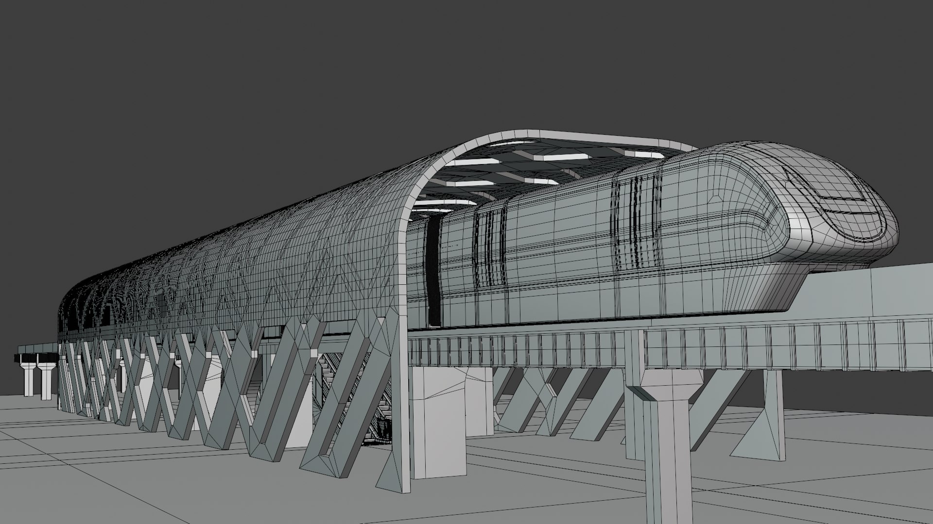 3D Model Monorail Station With Train 2024 V - TurboSquid 2189519