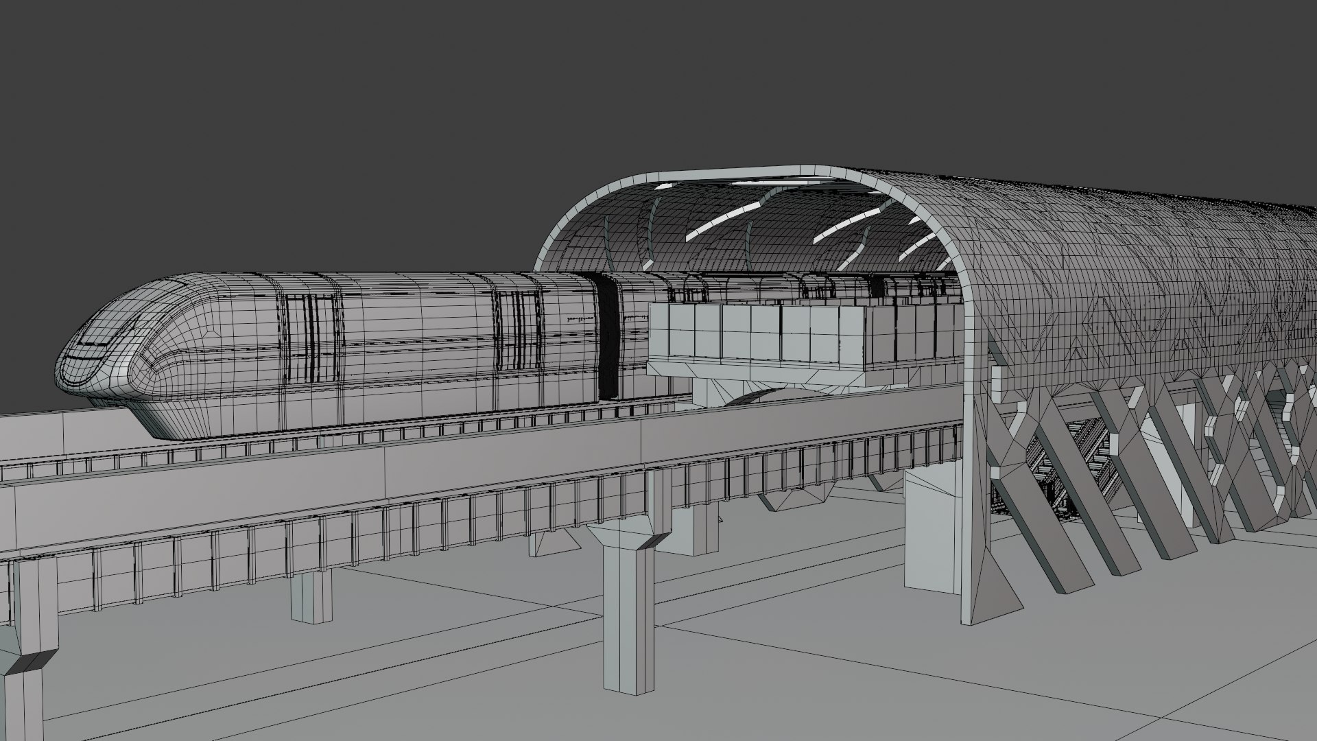 3D Model Monorail Station With Train 2024 V - TurboSquid 2189519