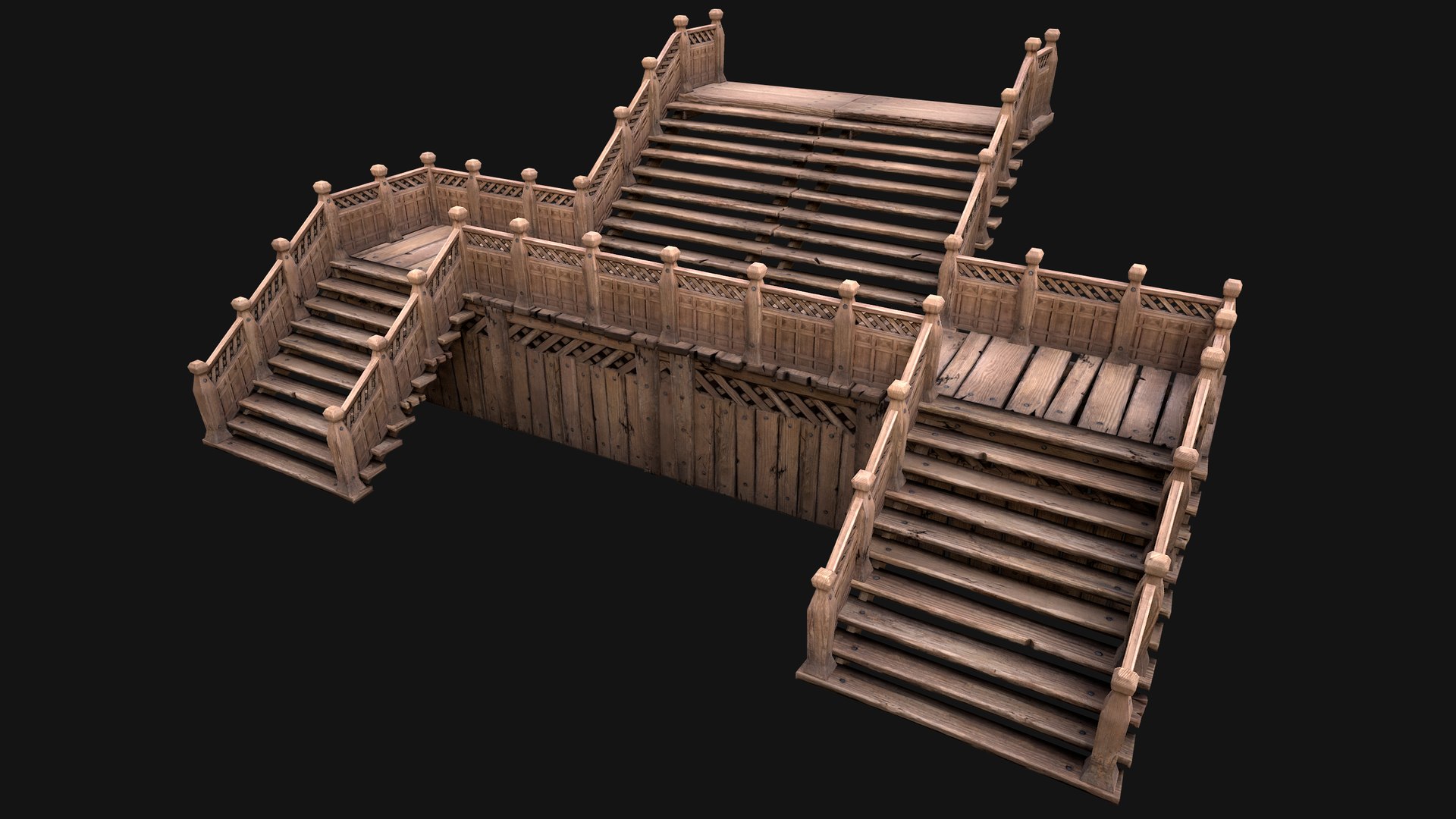 Medieval Wooden Steps Flight Of Stairs 3D Model - TurboSquid 2131736