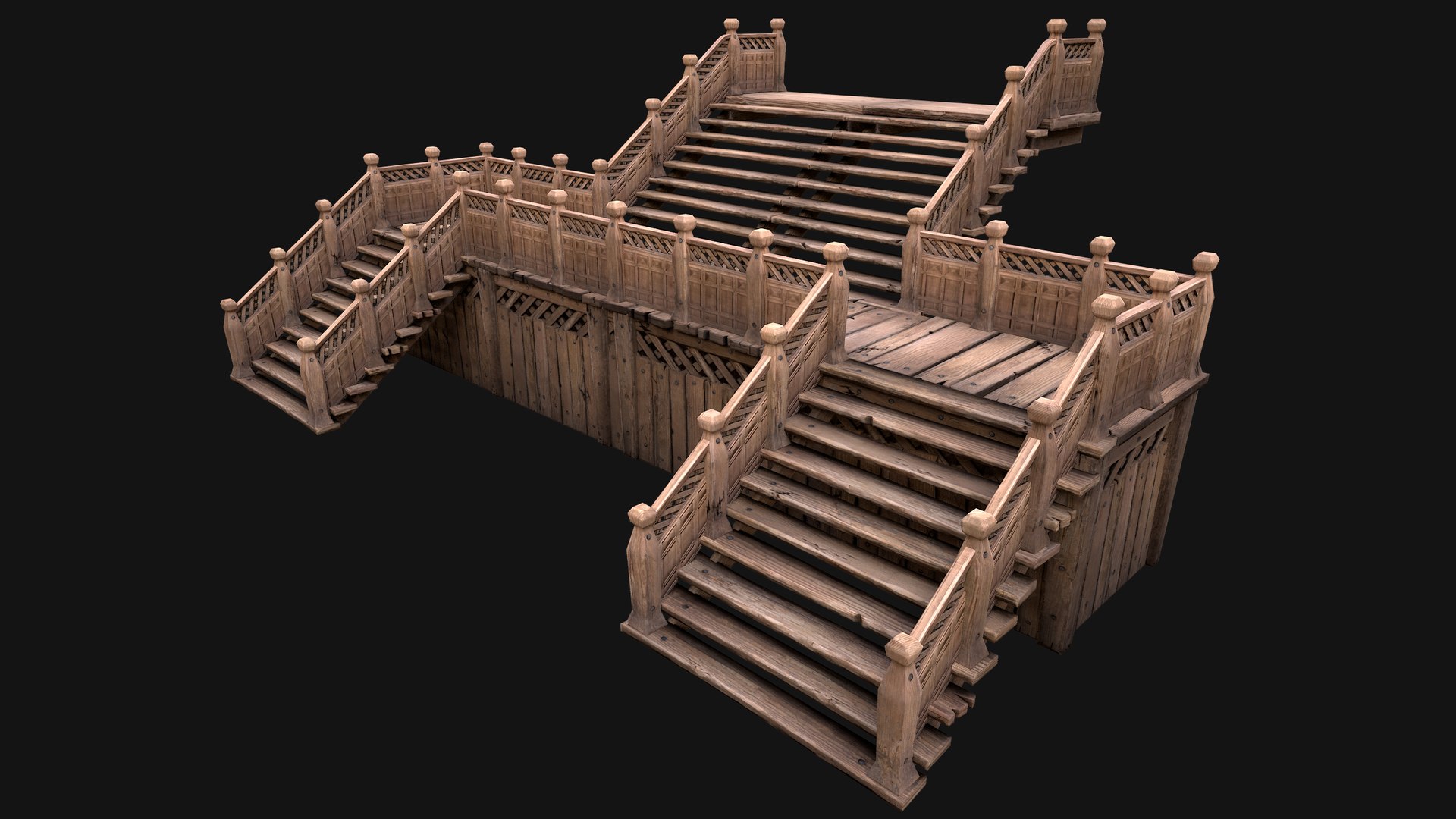 Medieval Wooden Steps Flight Of Stairs 3D Model - TurboSquid 2131736