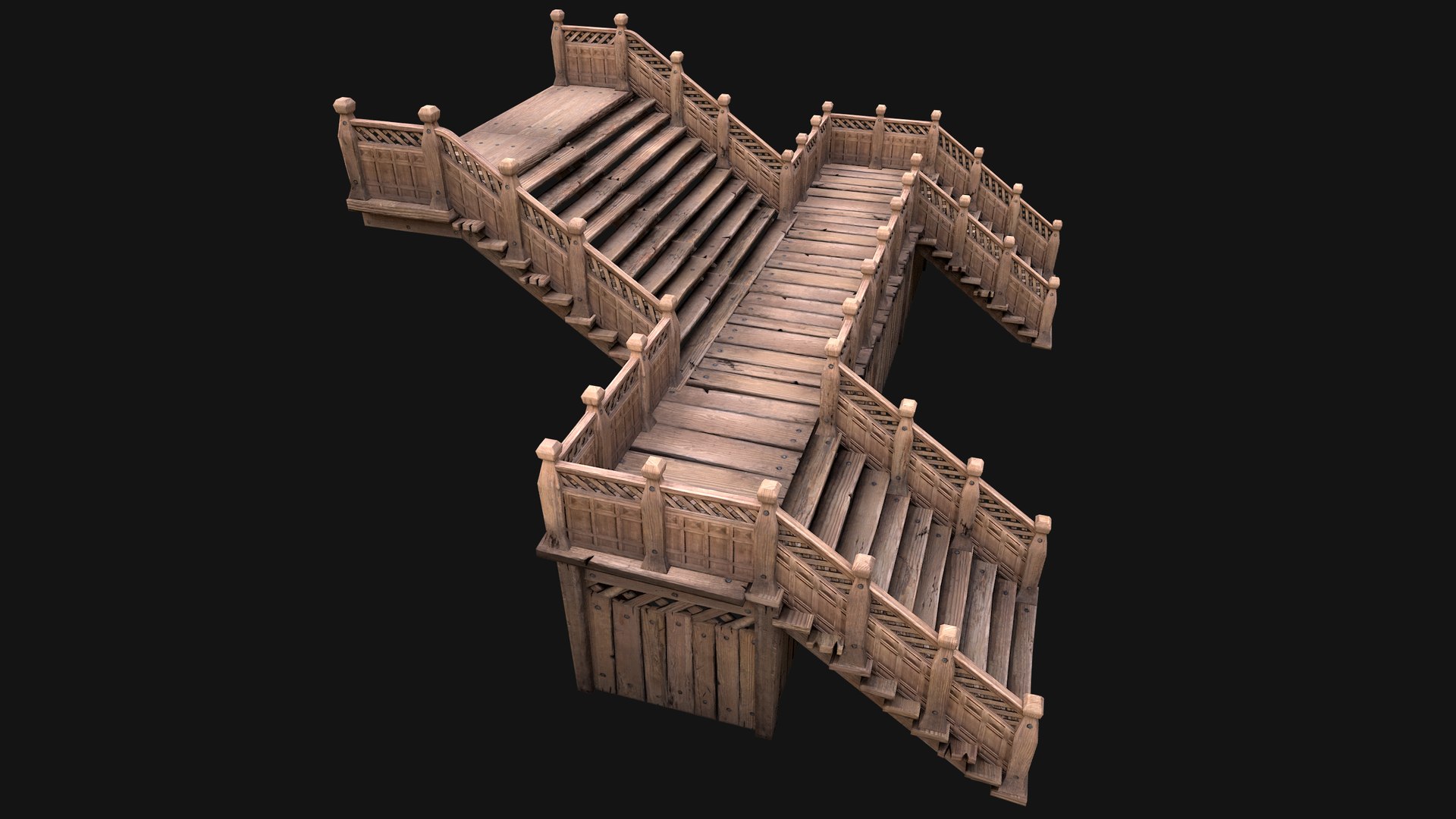 Medieval Wooden Steps Flight Of Stairs 3D Model - TurboSquid 2131736