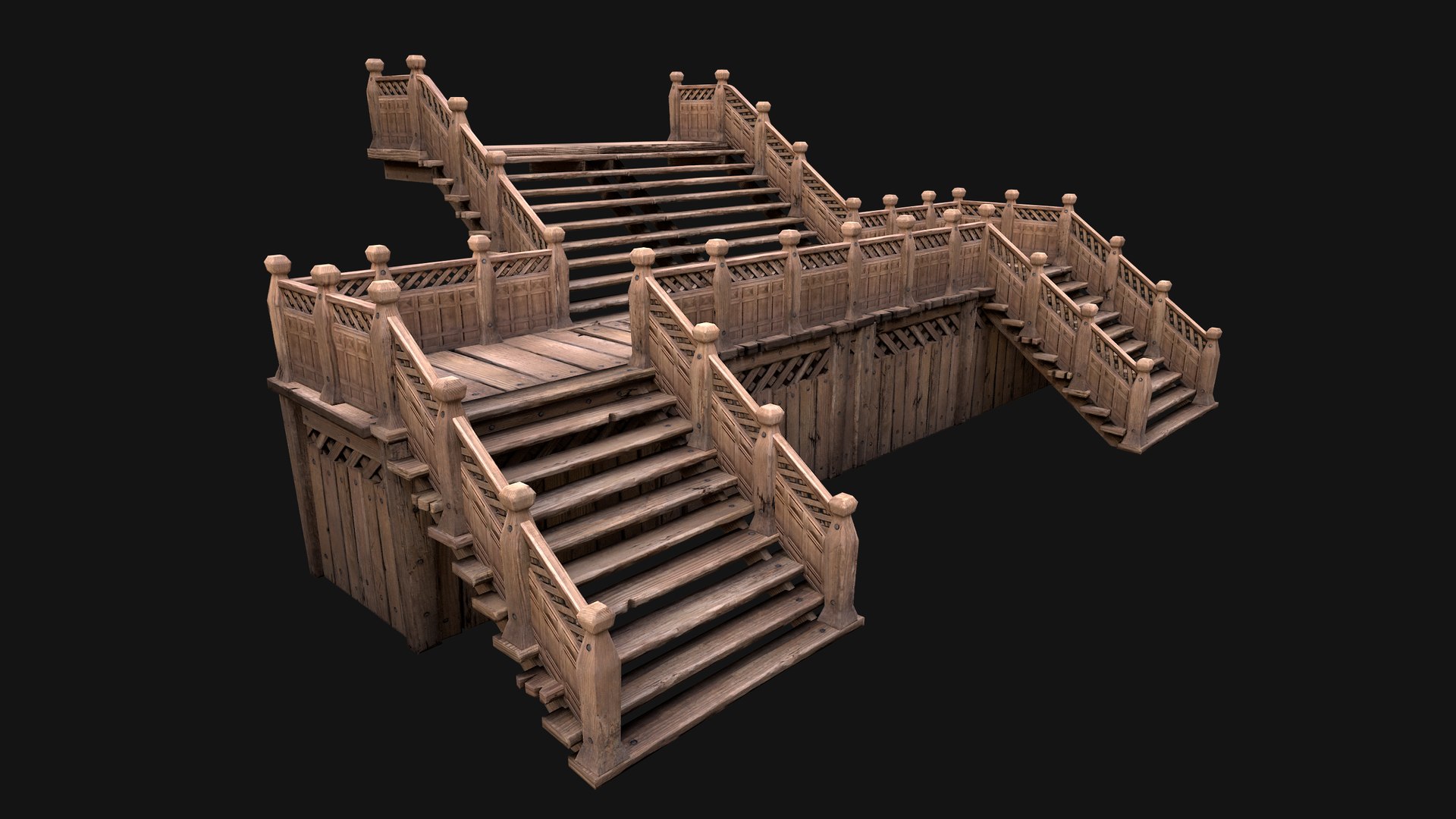 Medieval Wooden Steps Flight Of Stairs 3D Model - TurboSquid 2131736