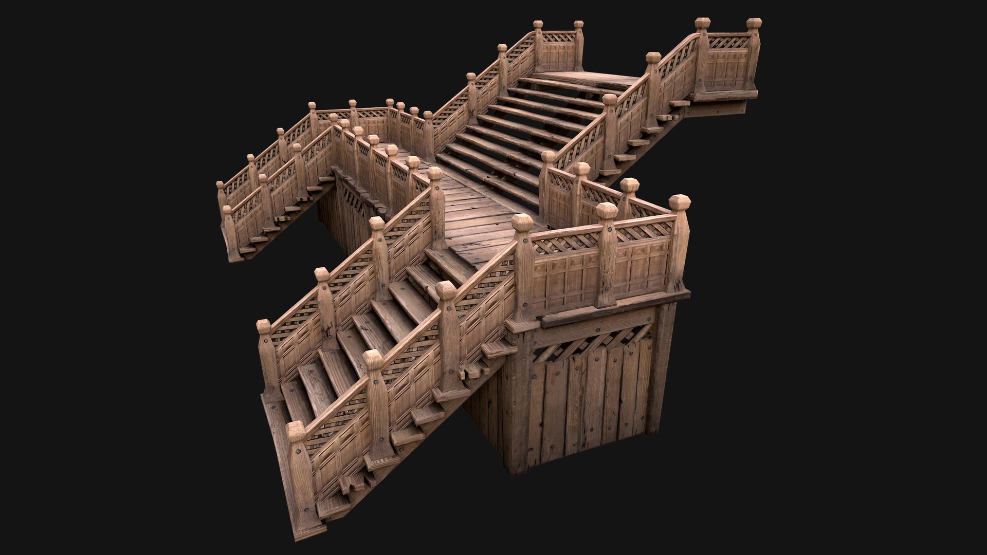 Medieval Wooden Steps Flight Of Stairs 3D Model - TurboSquid 2131736