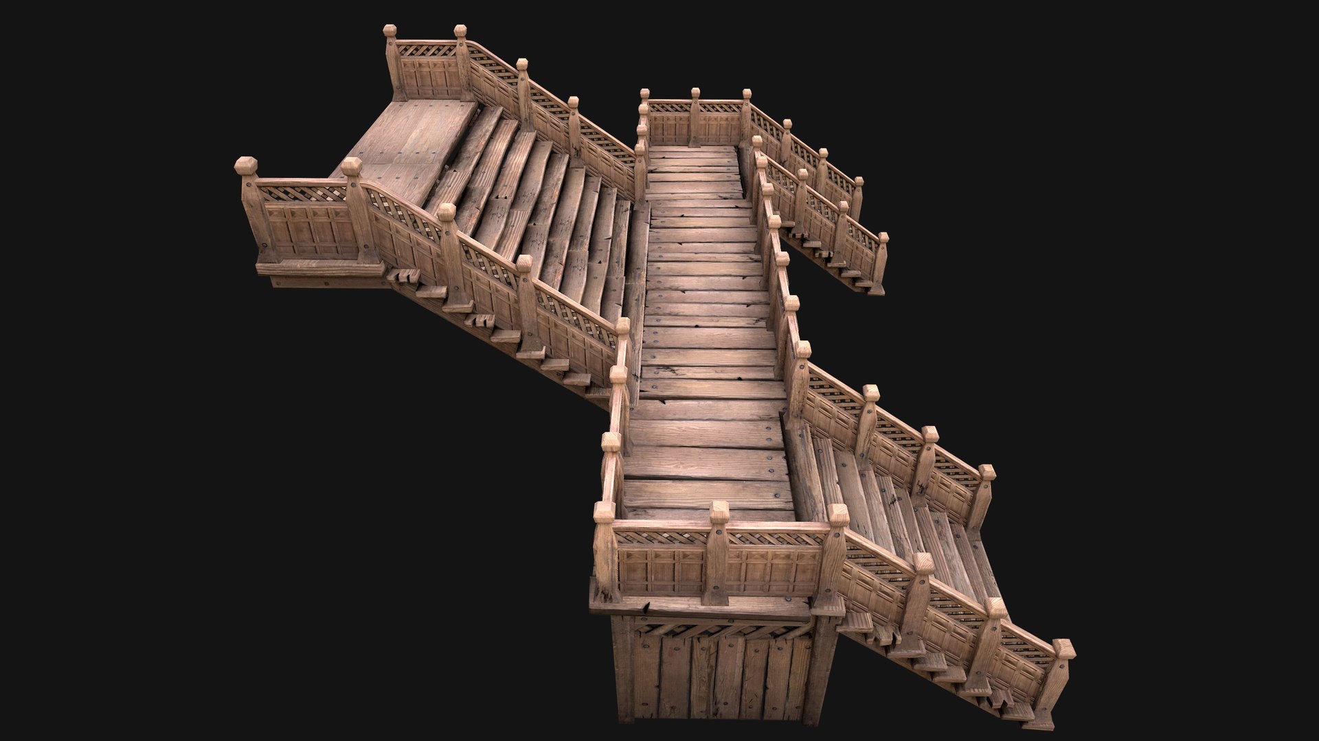 Medieval Wooden Steps Flight Of Stairs 3D Model - TurboSquid 2131736