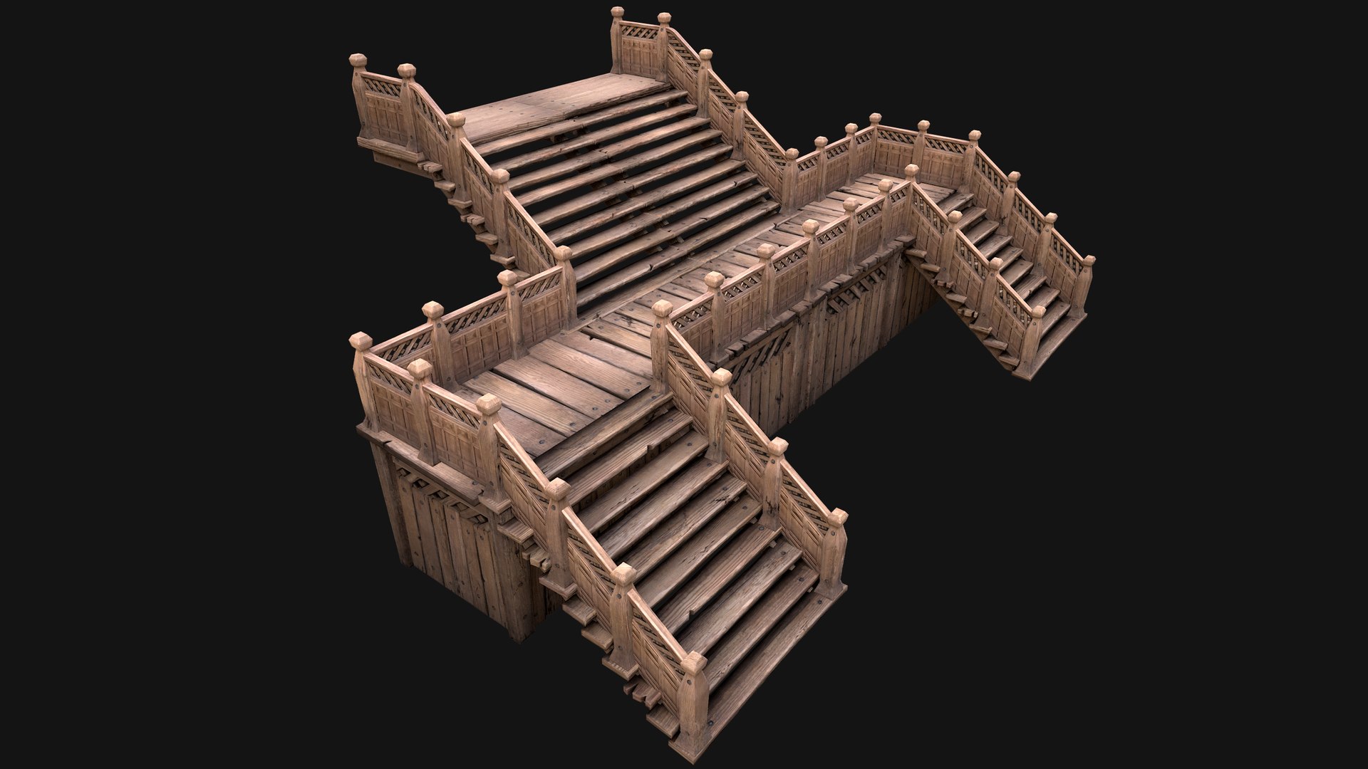 Medieval Wooden Steps Flight Of Stairs 3D Model - TurboSquid 2131736