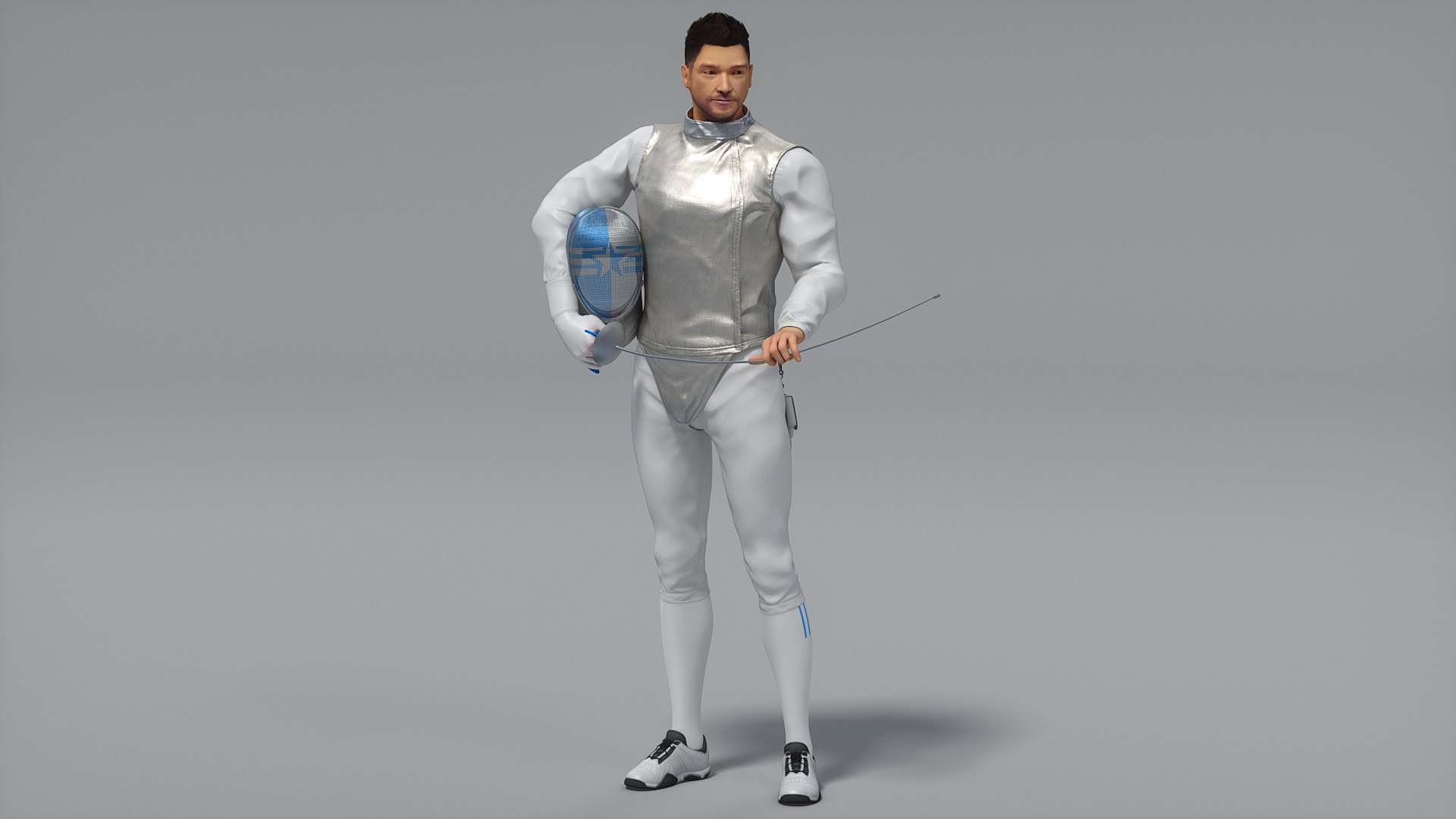 3D Male Fencer Foil Animated HQ - TurboSquid 2244476