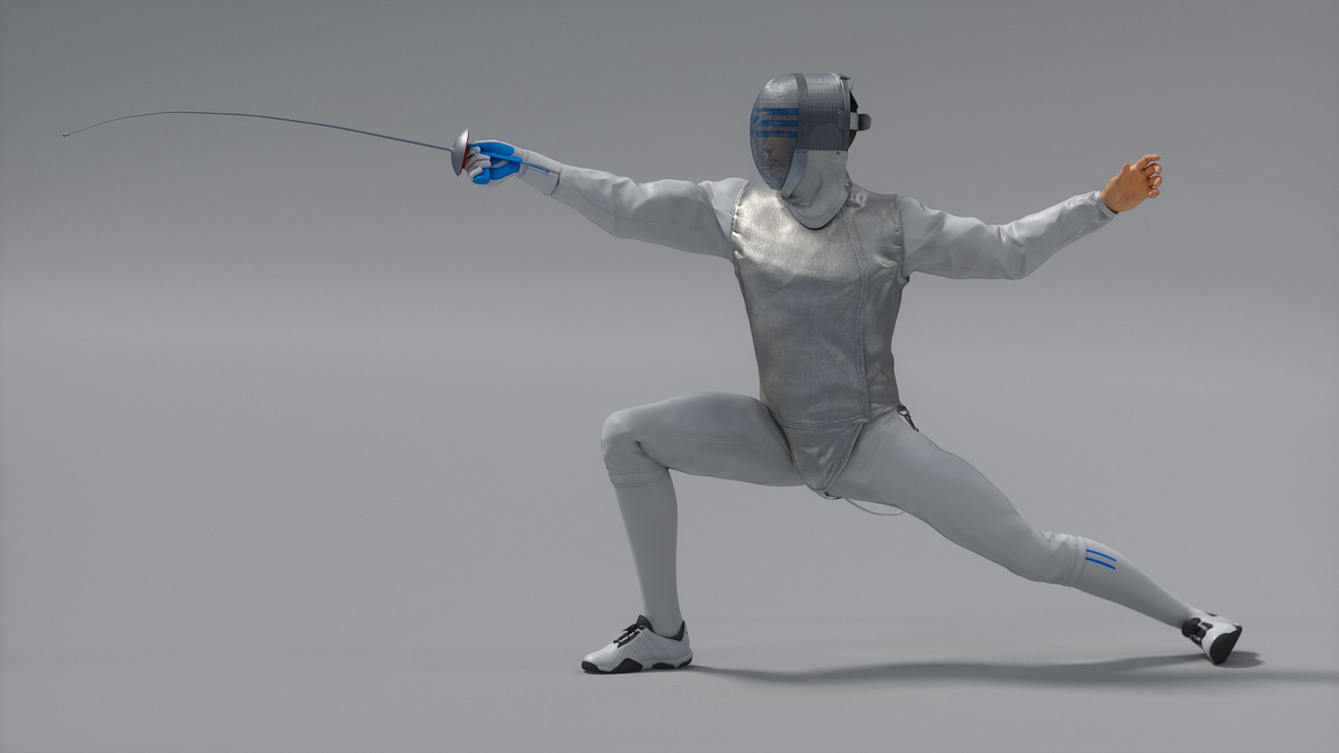 3D Male Fencer Foil Animated HQ - TurboSquid 2244476