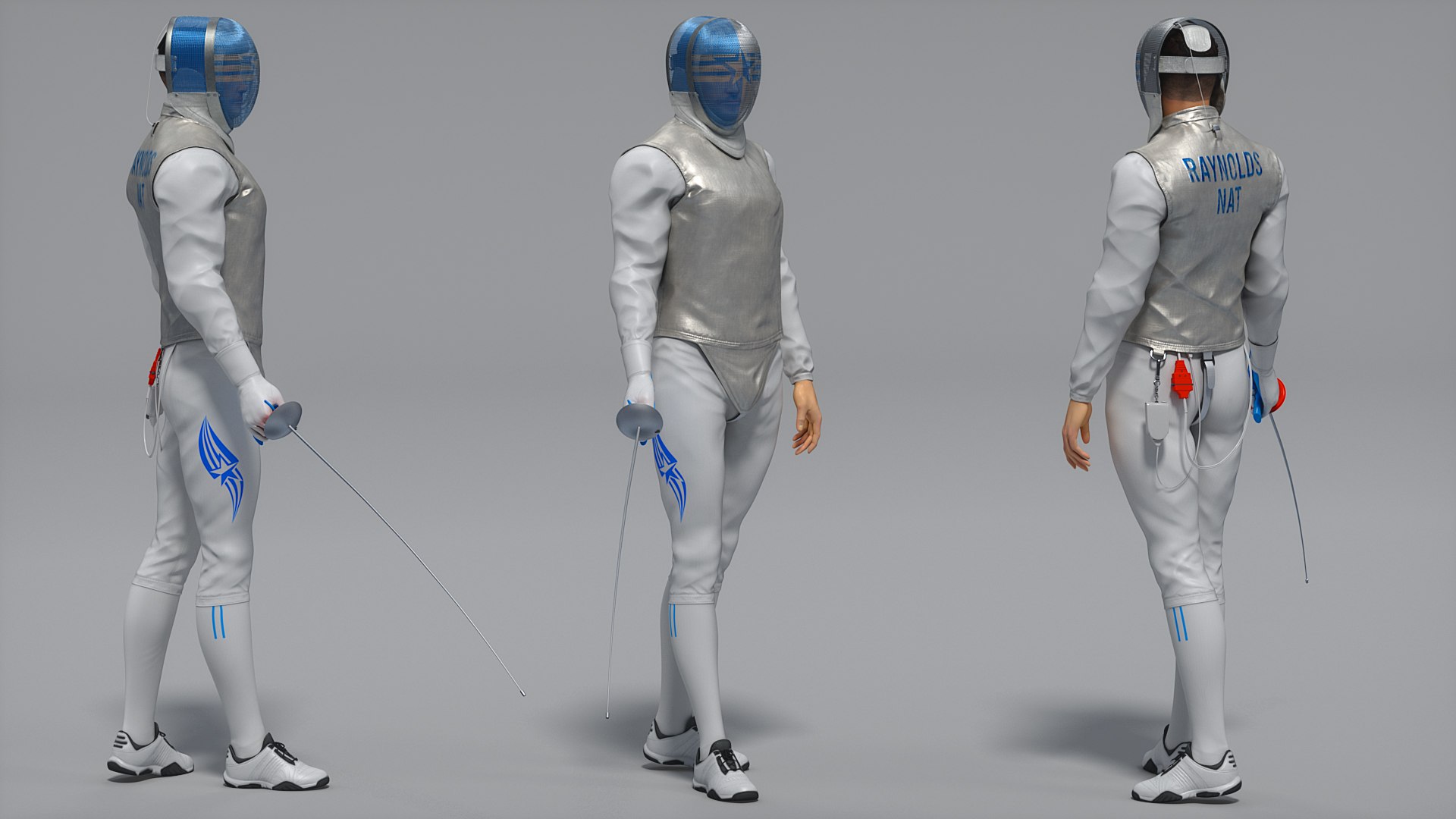 3D Male Fencer Foil Animated HQ - TurboSquid 2244476