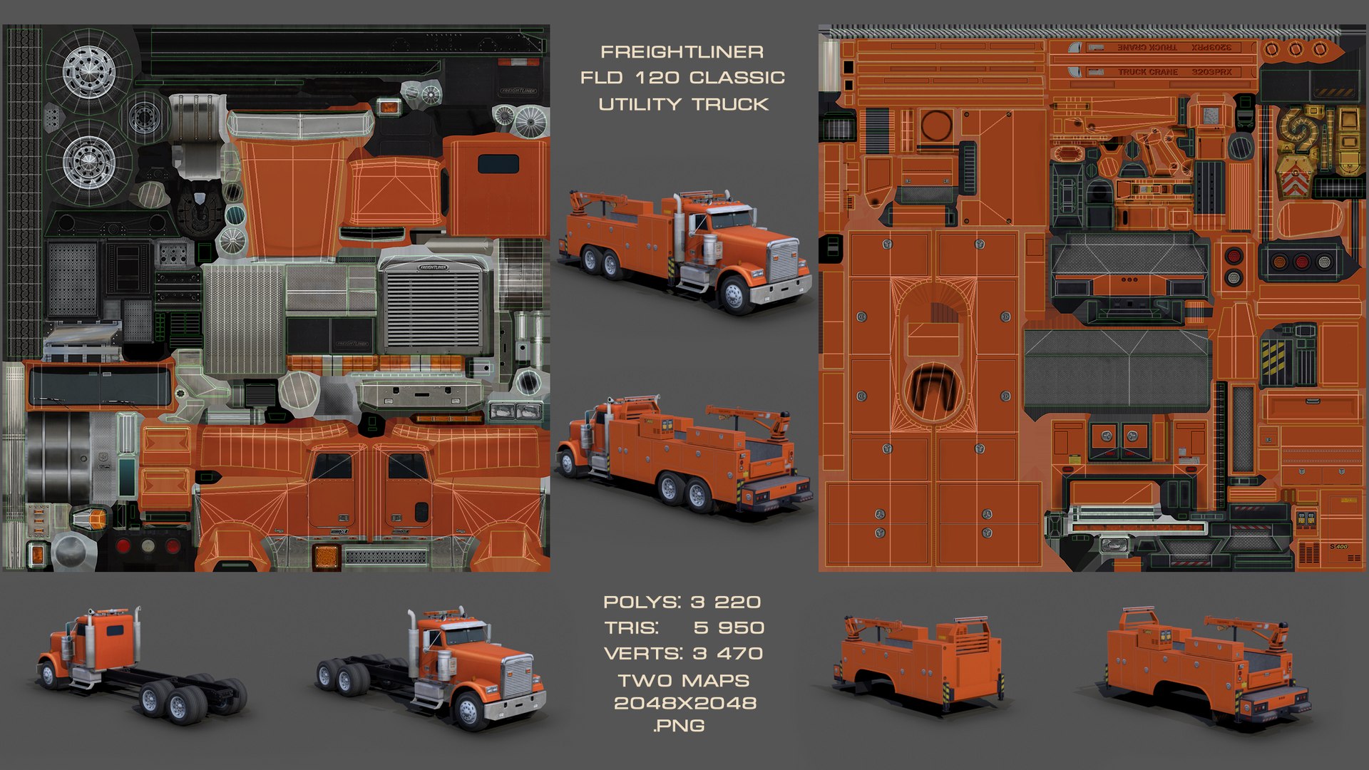 3D Freightliner FLD 120 Classic Utility Truck S03 Model - TurboSquid ...