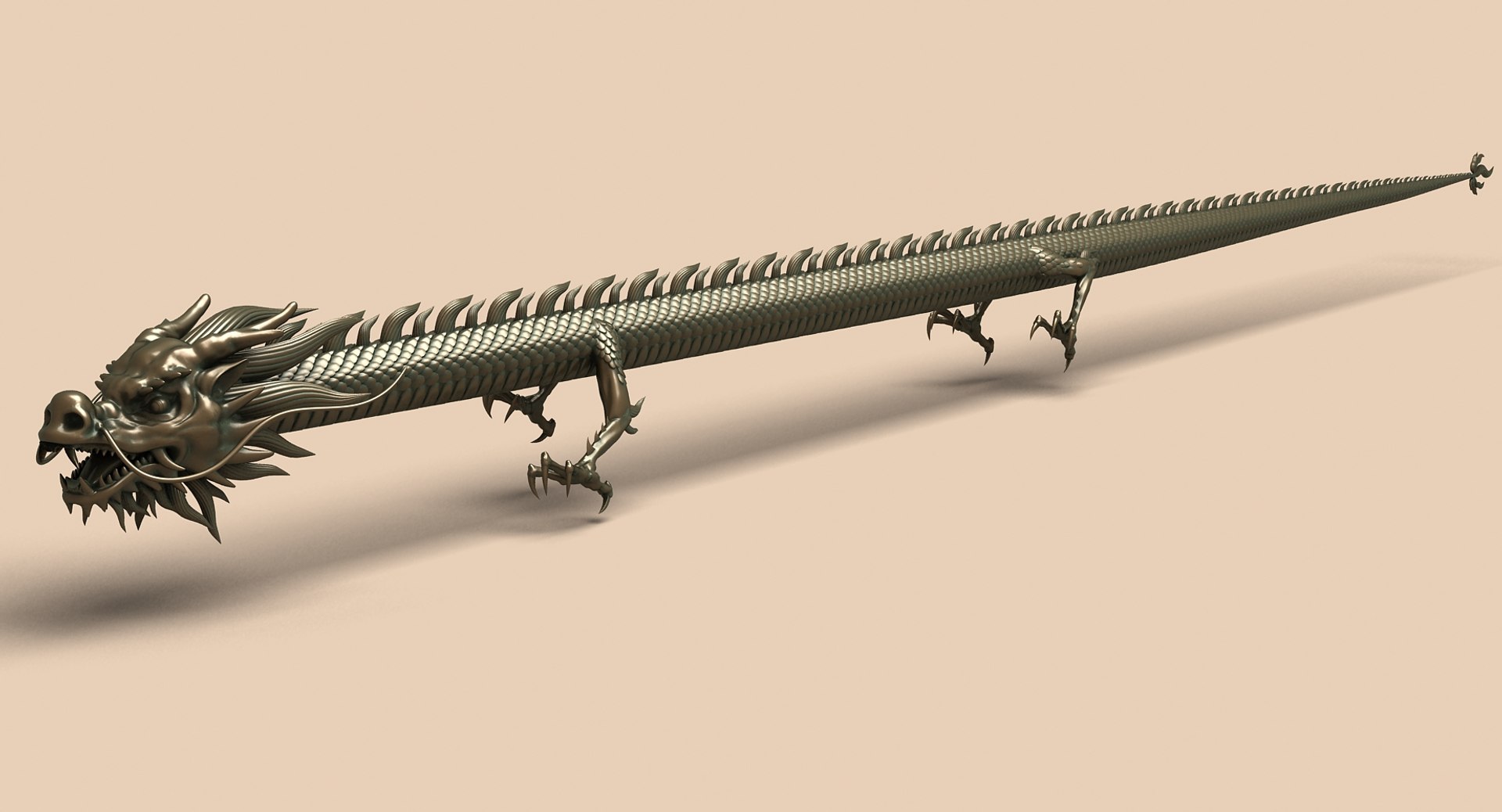 Chinese Straight Dragon 3d Max