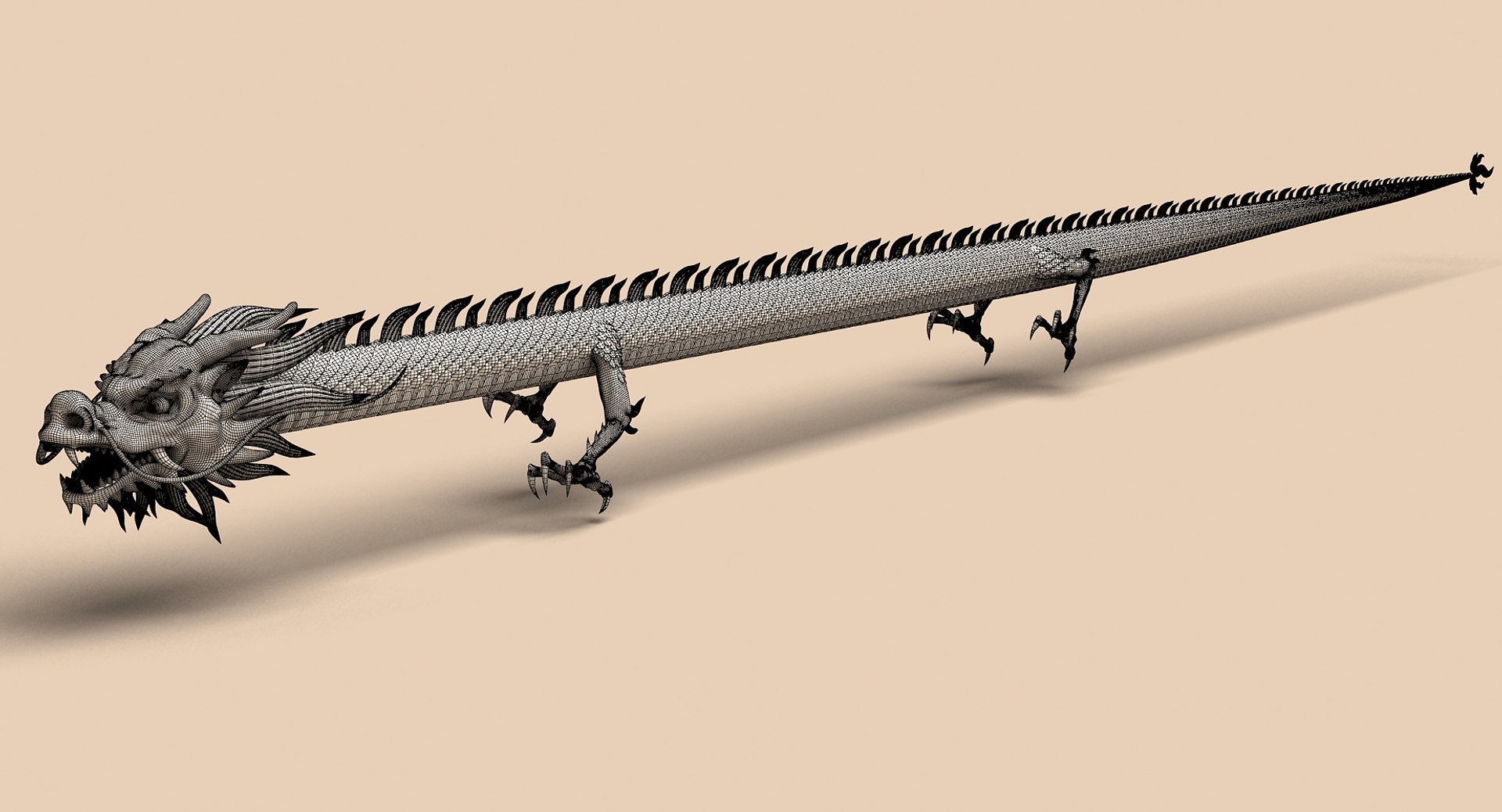 Chinese Straight Dragon 3d Max