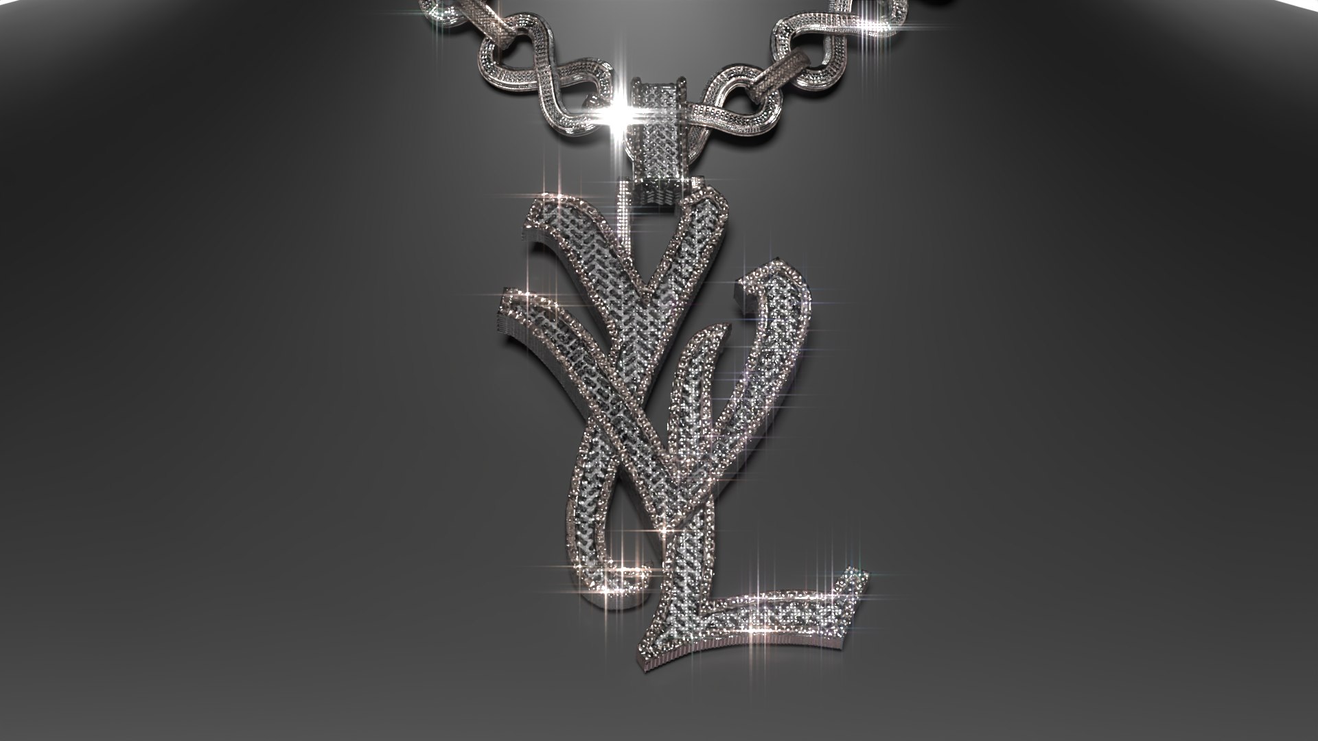 Playboi Carti - YVL Chain 3D Iced Out 3D Model Model - TurboSquid 2291550