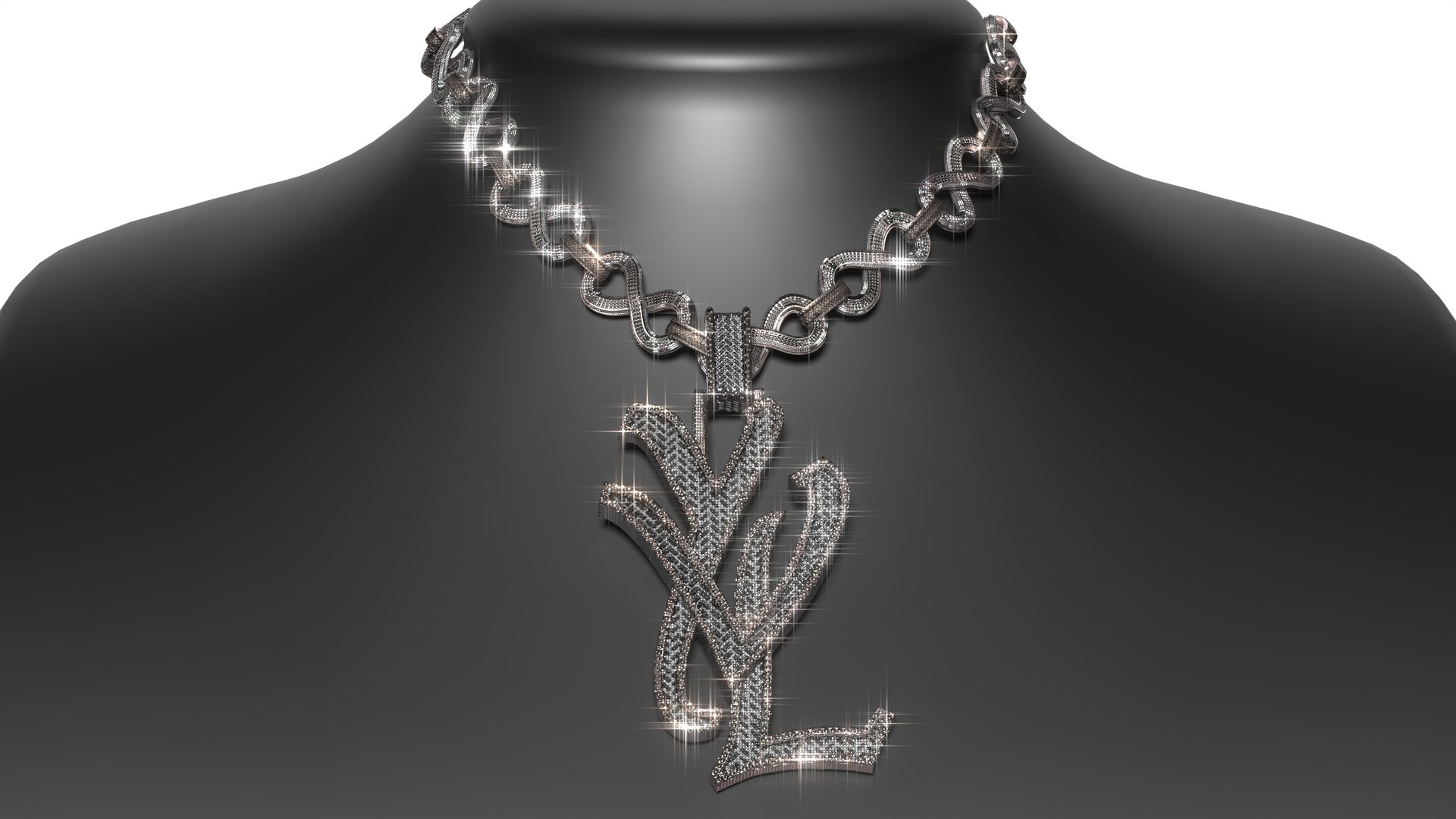 Playboi Carti - YVL Chain 3D Iced Out 3D Model Model - TurboSquid 2291550