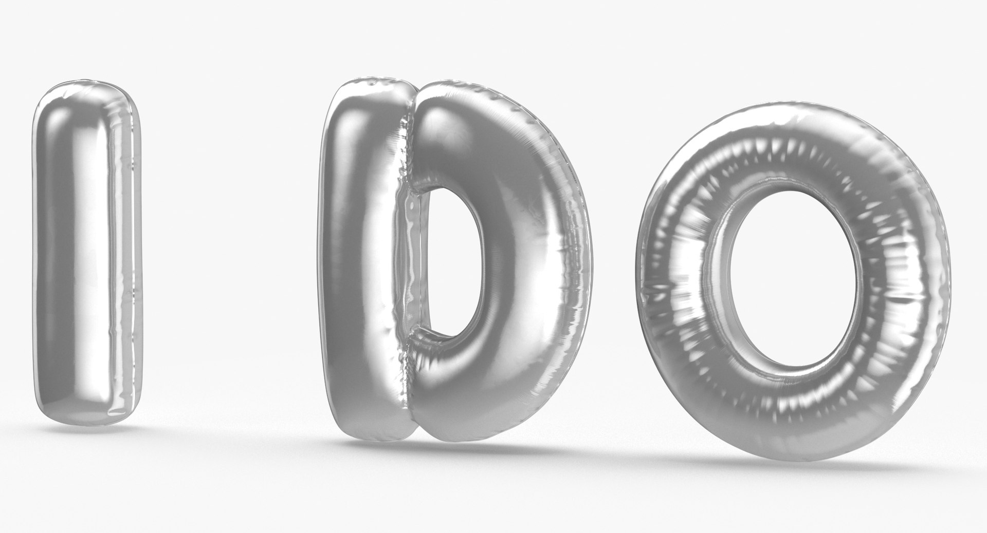 Foil Balloon Words I do Silver 3D model - TurboSquid 1740071