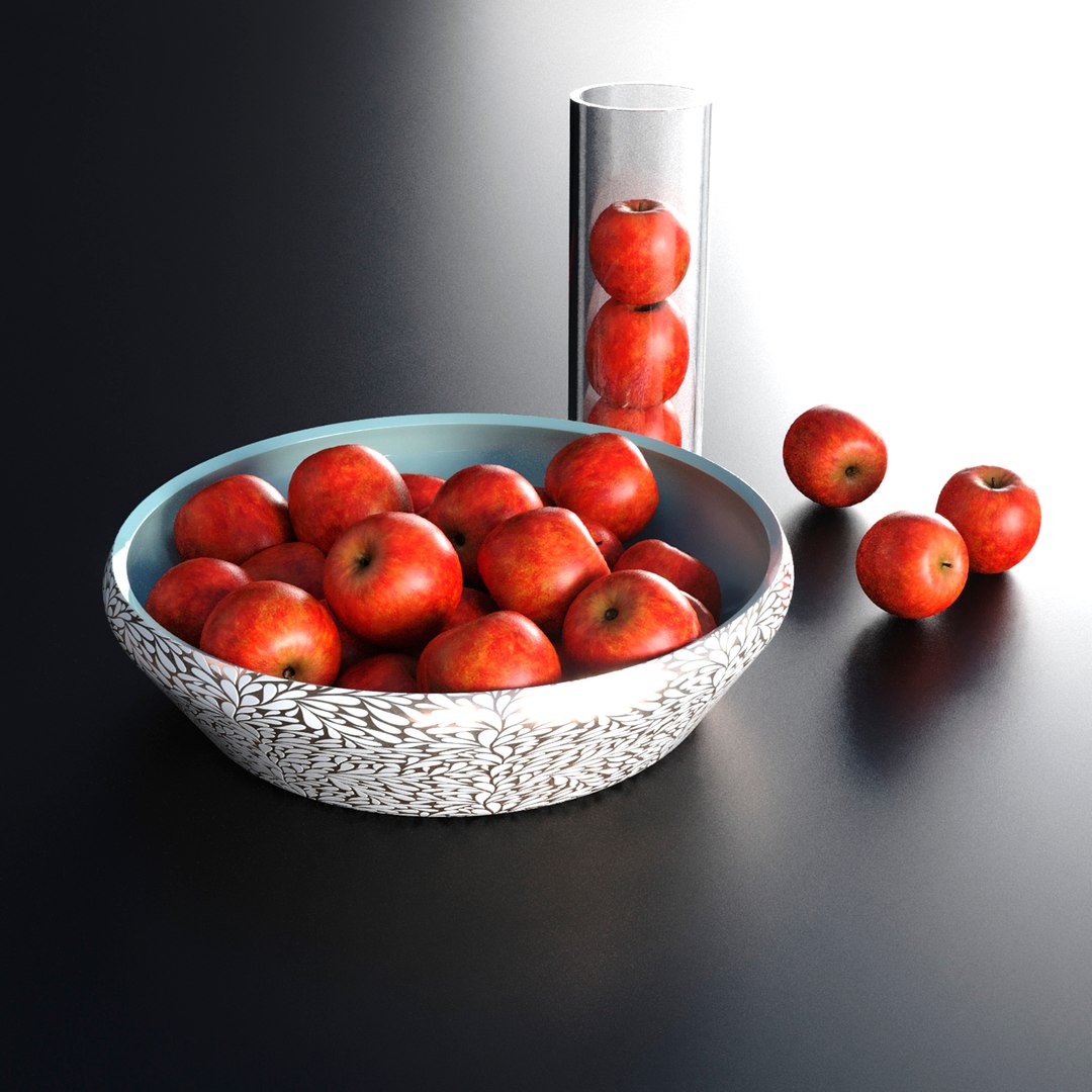 Apple fruits with plate model - TurboSquid 1894891