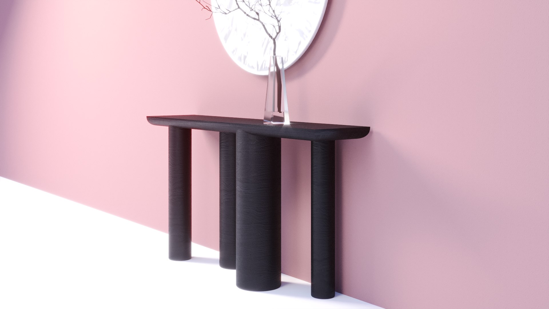 3D Model Bomen Black Oak Console Table Set Composition - TurboSquid 1813628