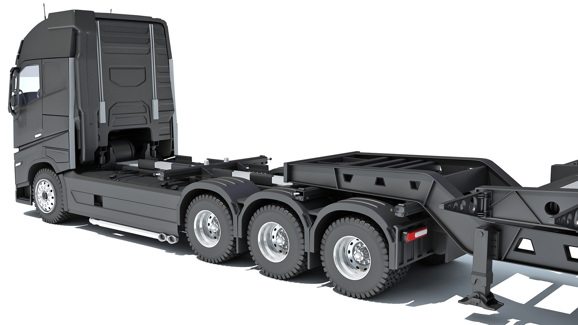 Truck With Lowboy Trailer - TurboSquid 1902307