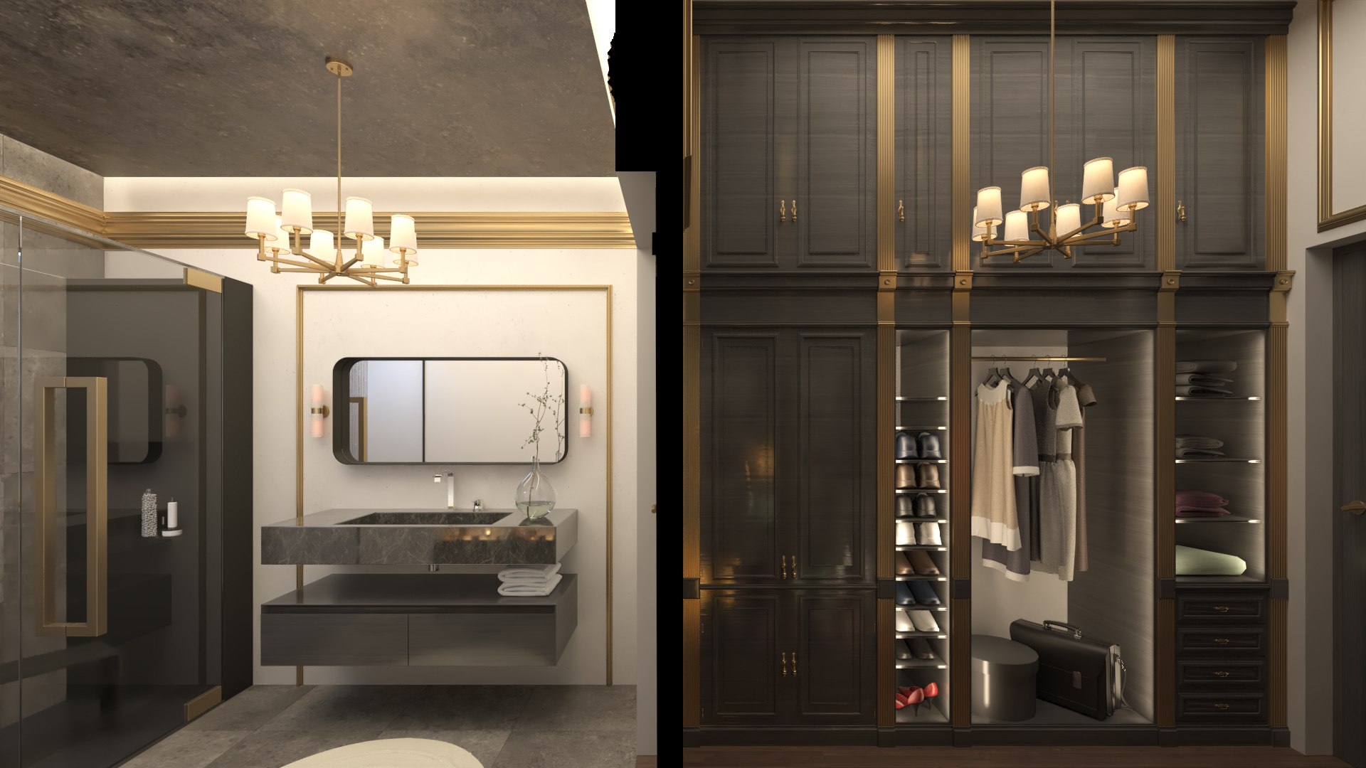 3D Dressing Room And Bathroom Interior Model - TurboSquid 2367154