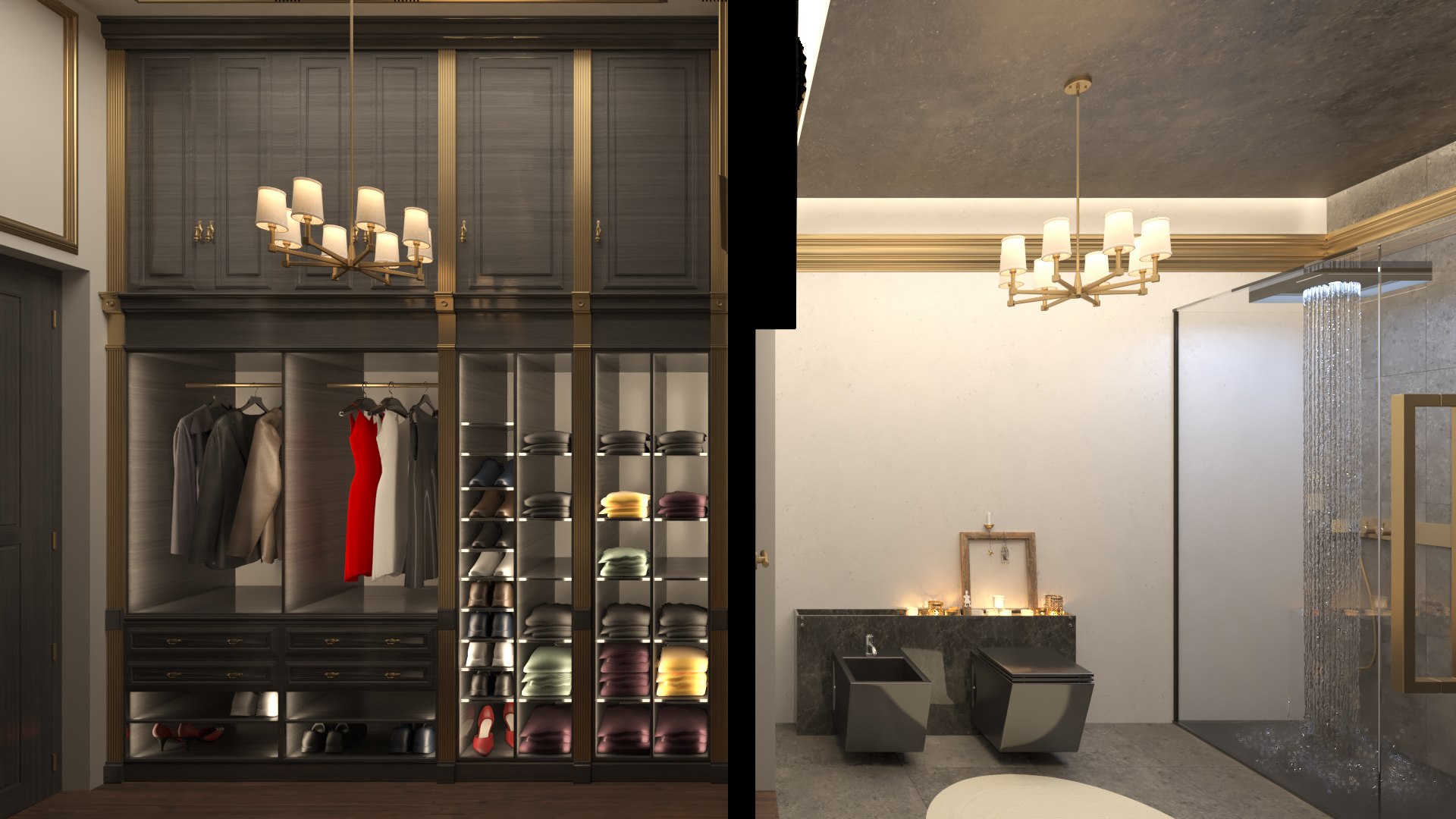 3D Dressing Room And Bathroom Interior Model - TurboSquid 2367154