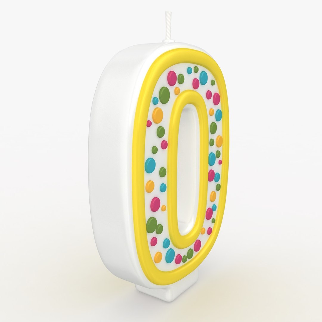 3d model realistic number candle 0