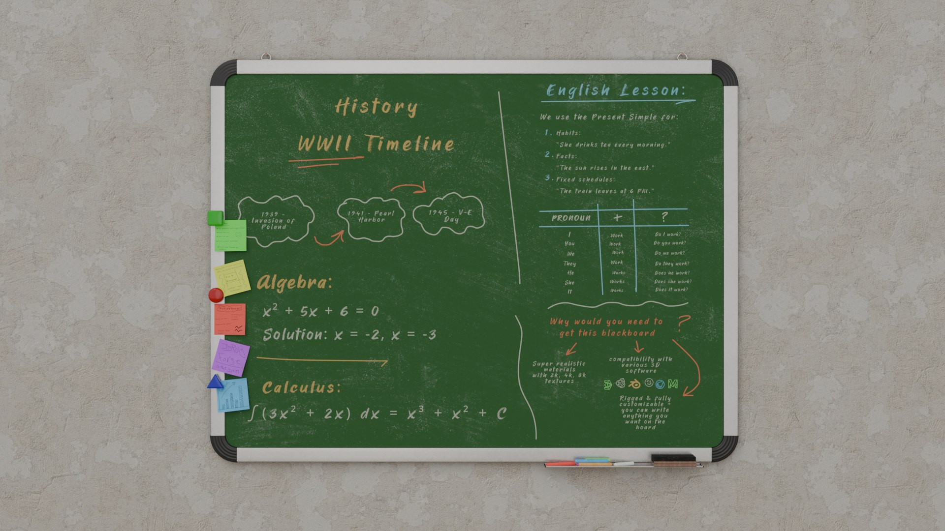 3D Wall Mounted Metal Greenboard Customizable Rectangular Board ...