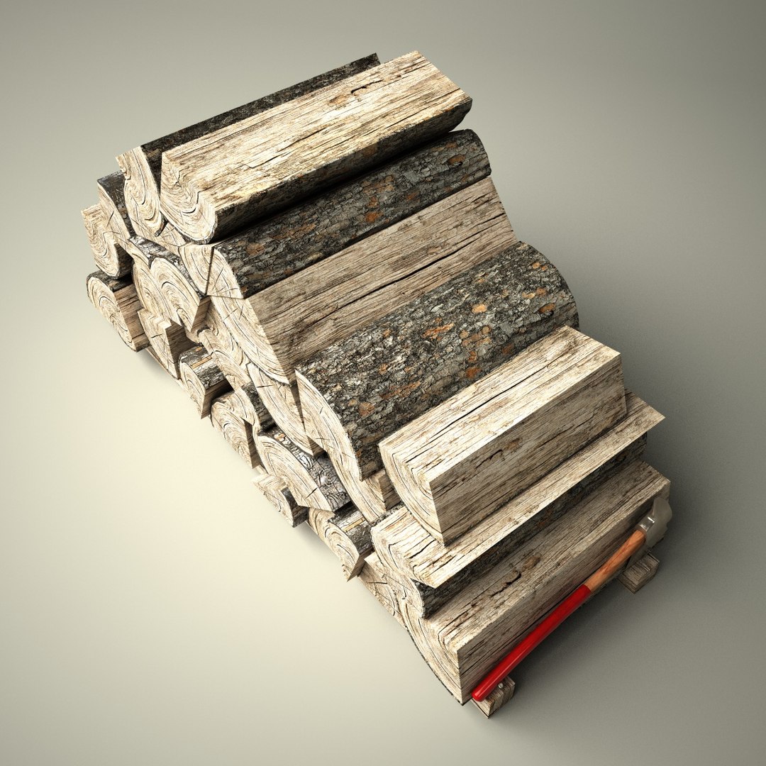 3d Model Logs Wood Old