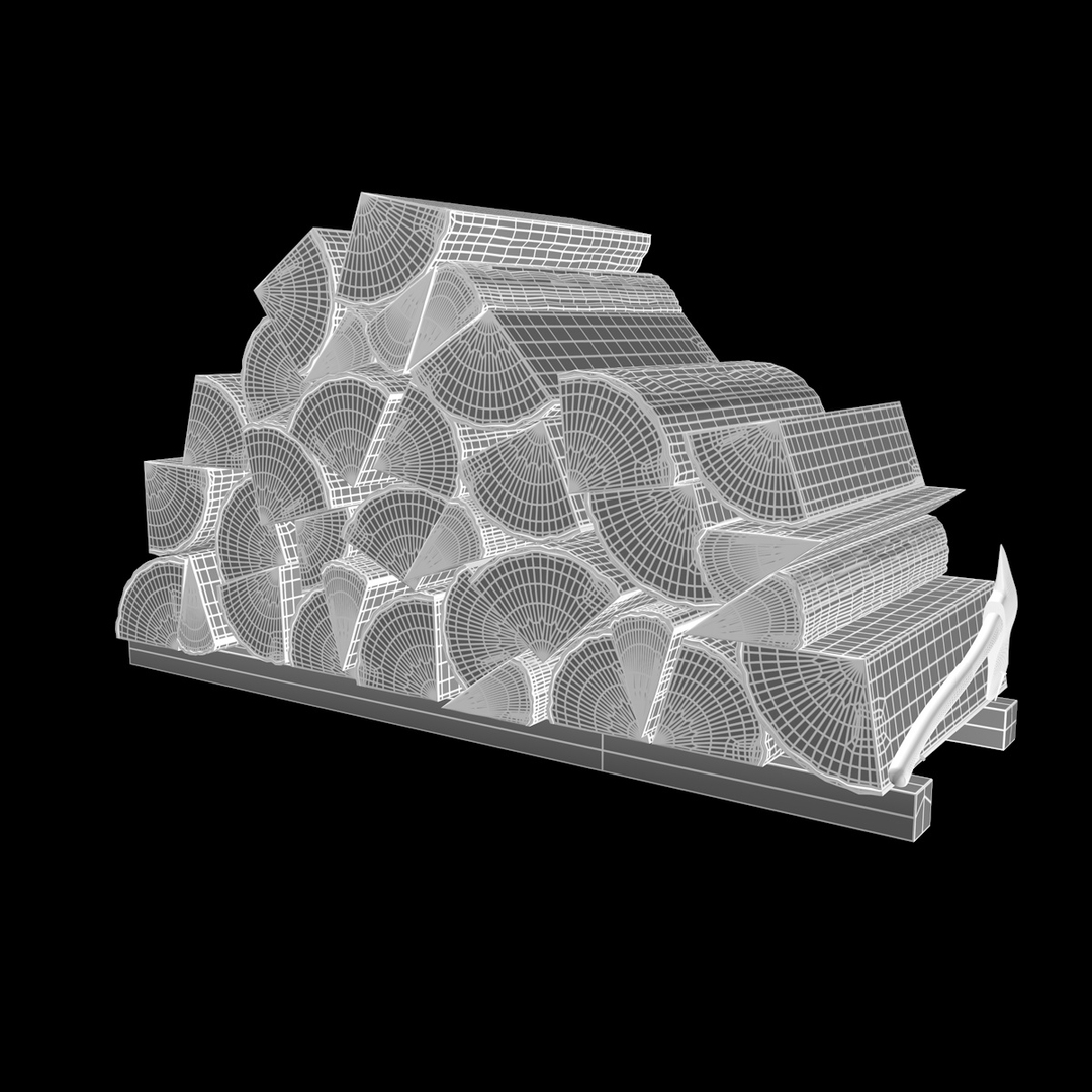 3d model logs wood old