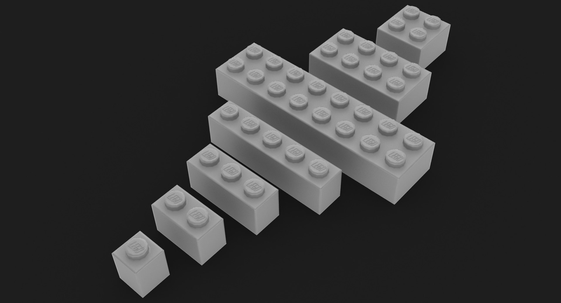 3d model realistic lego bricks set