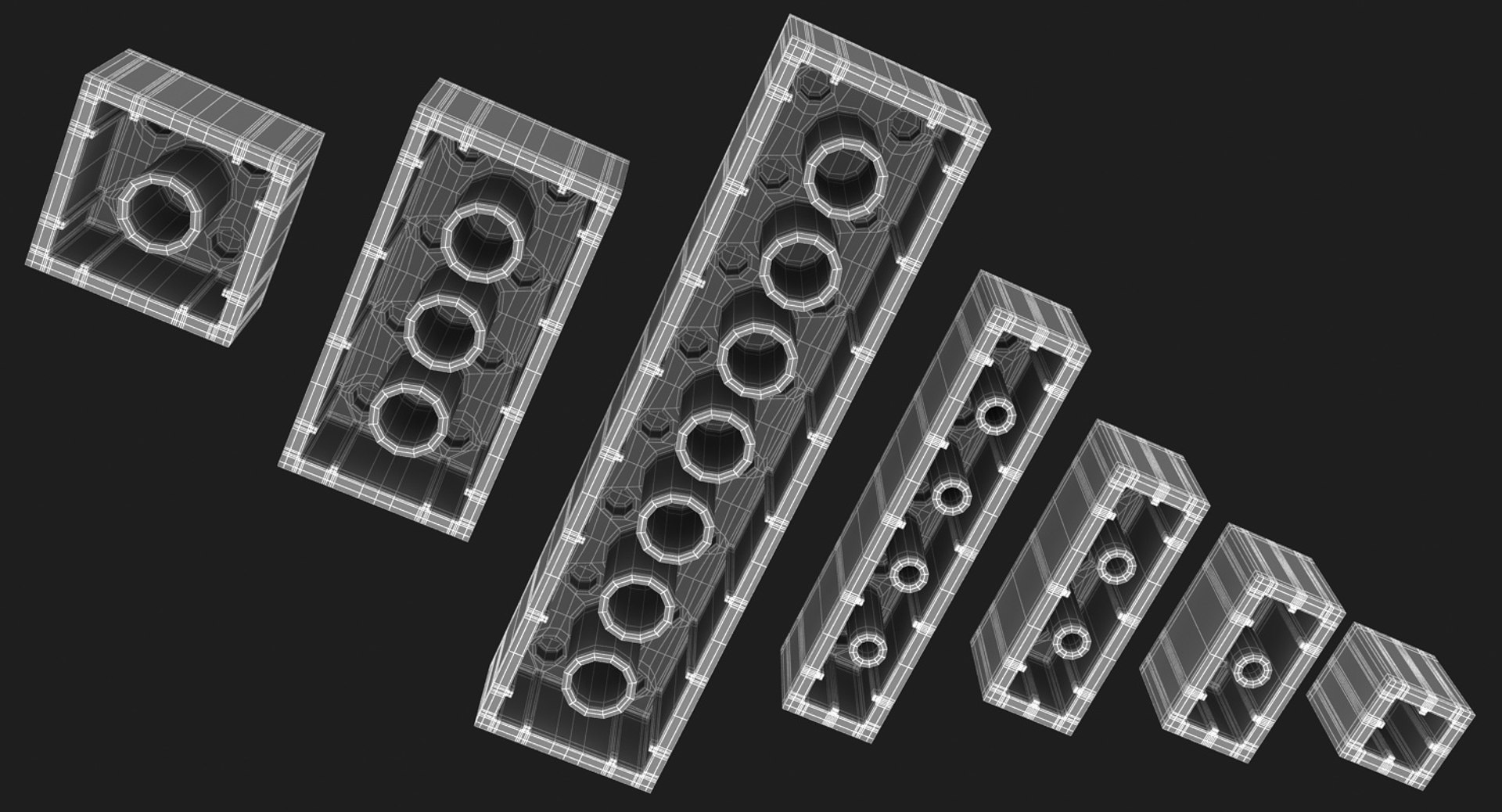 3d model realistic lego bricks set