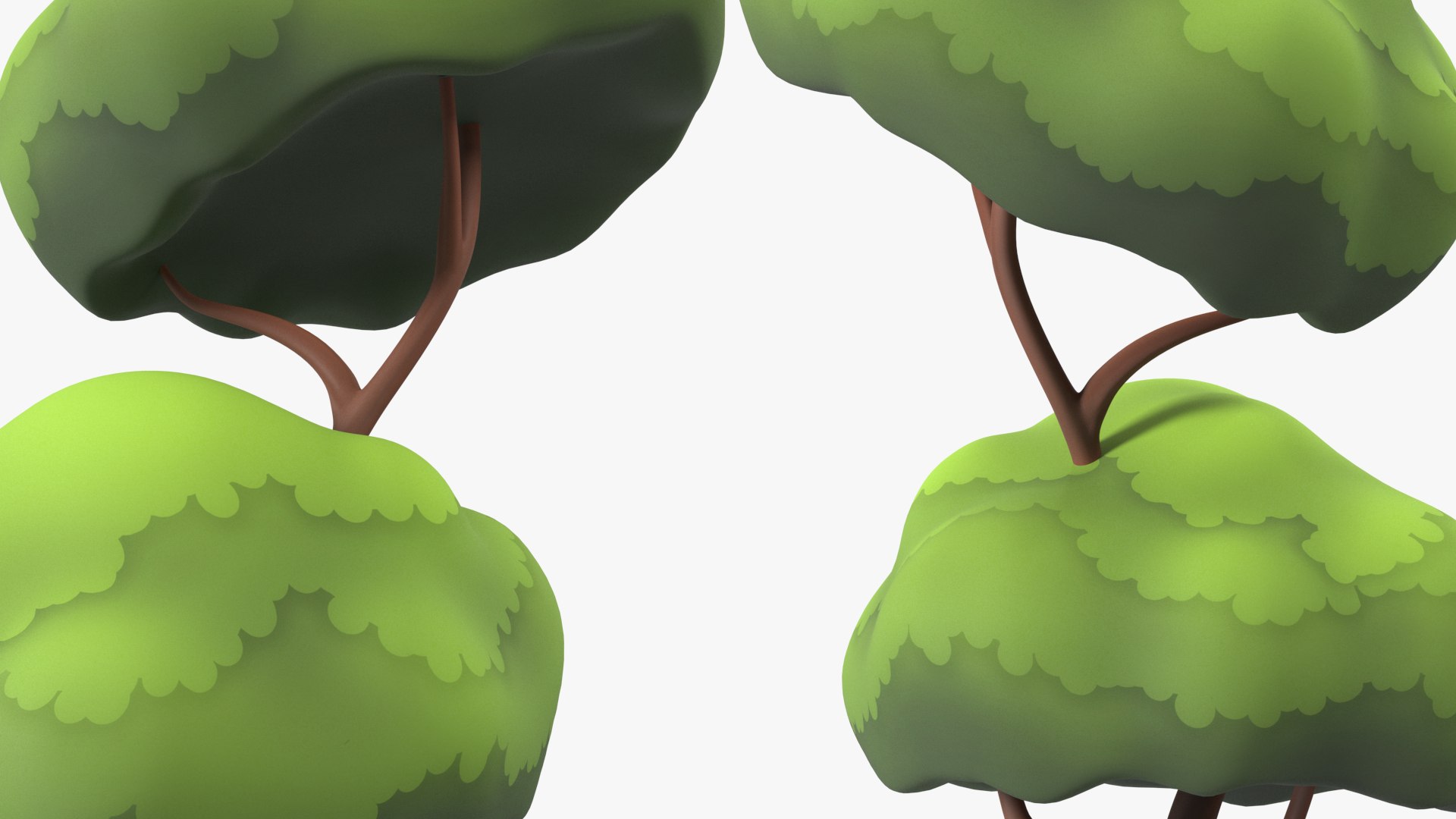 3D Two Branches Cartoon Tree Handpaint Texture - TurboSquid 2169780