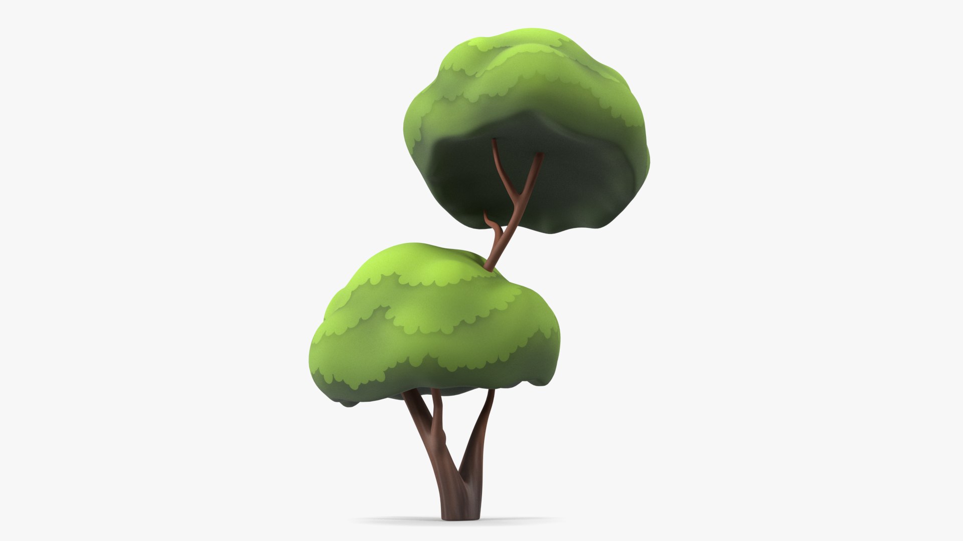 3D Two Branches Cartoon Tree Handpaint Texture - TurboSquid 2169780