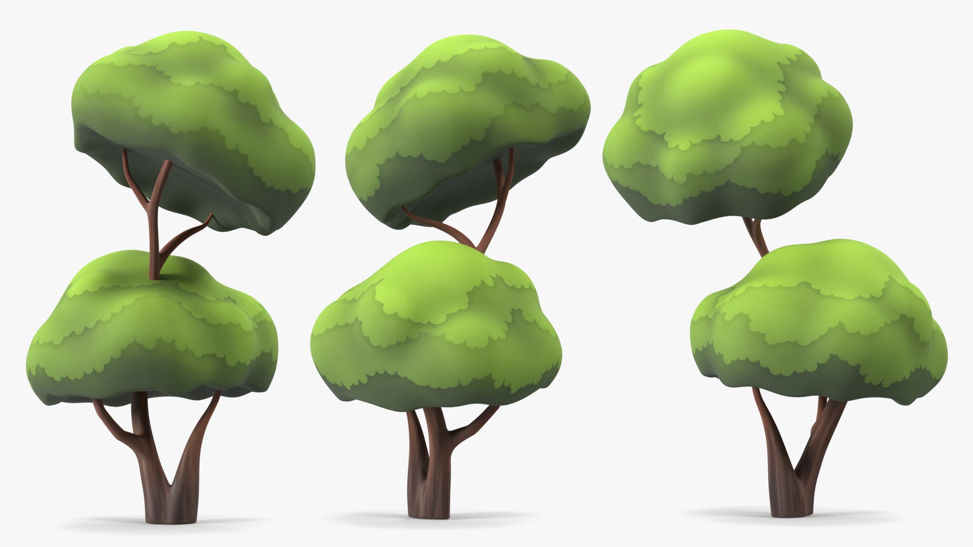 3D Two Branches Cartoon Tree Handpaint Texture - TurboSquid 2169780