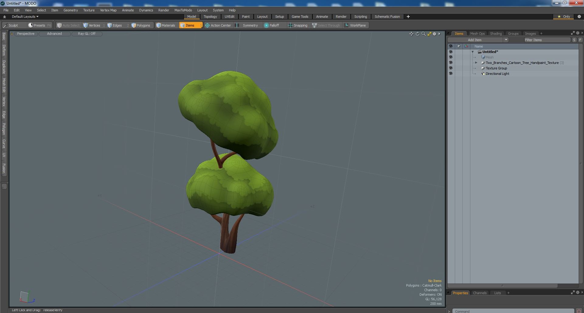 3D Two Branches Cartoon Tree Handpaint Texture - TurboSquid 2169780